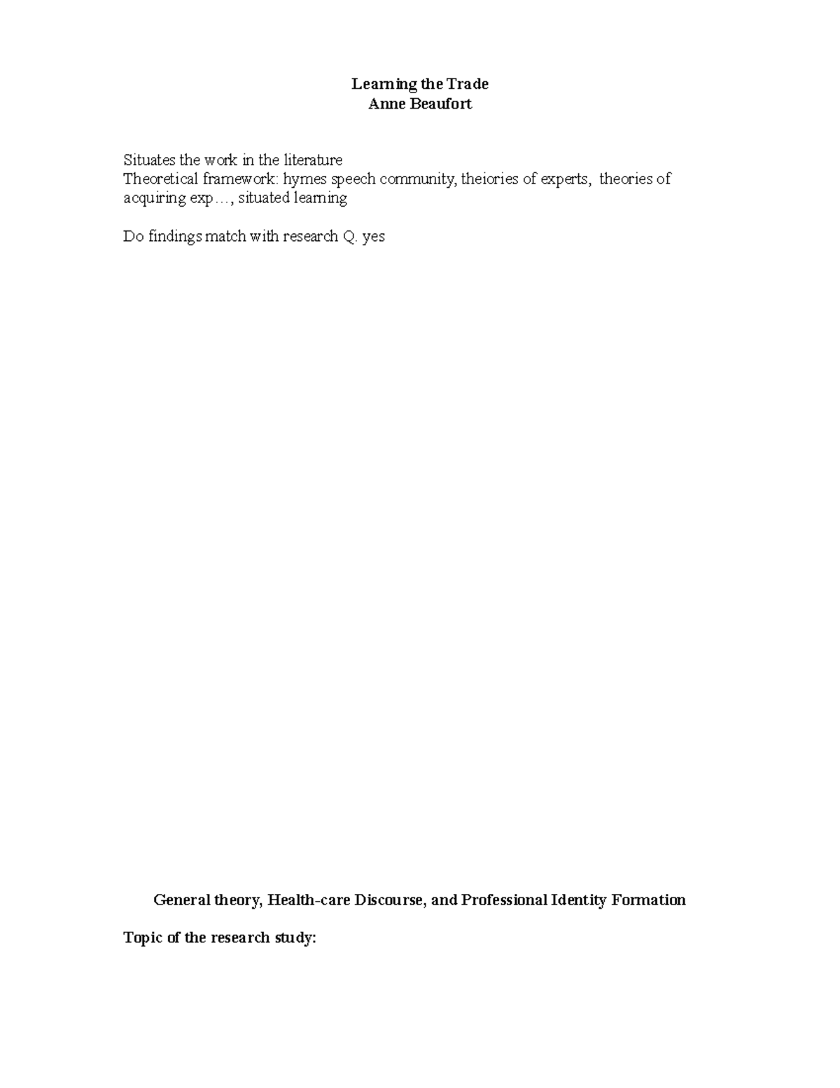 Learning the Trade - eng - Learning the Trade Anne Beaufort Situates ...