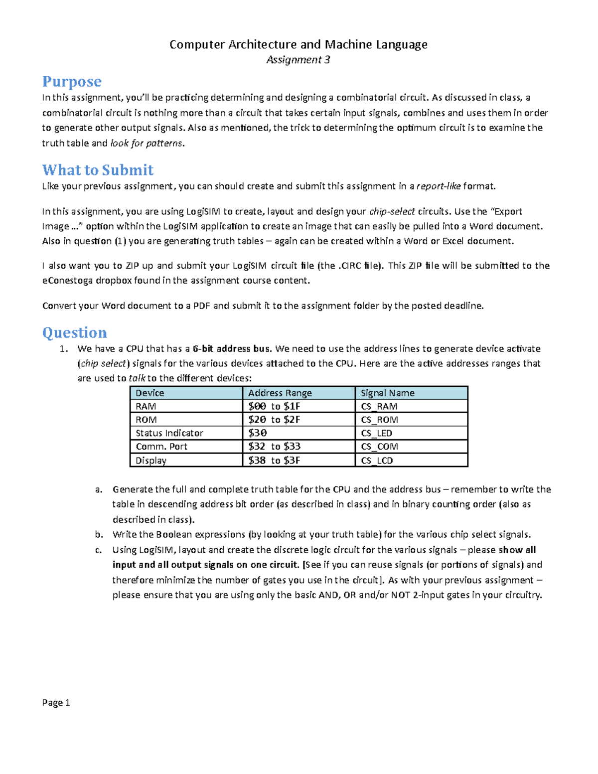 SENG1040 A3 - solve - Computer Architecture and Machine Language ...