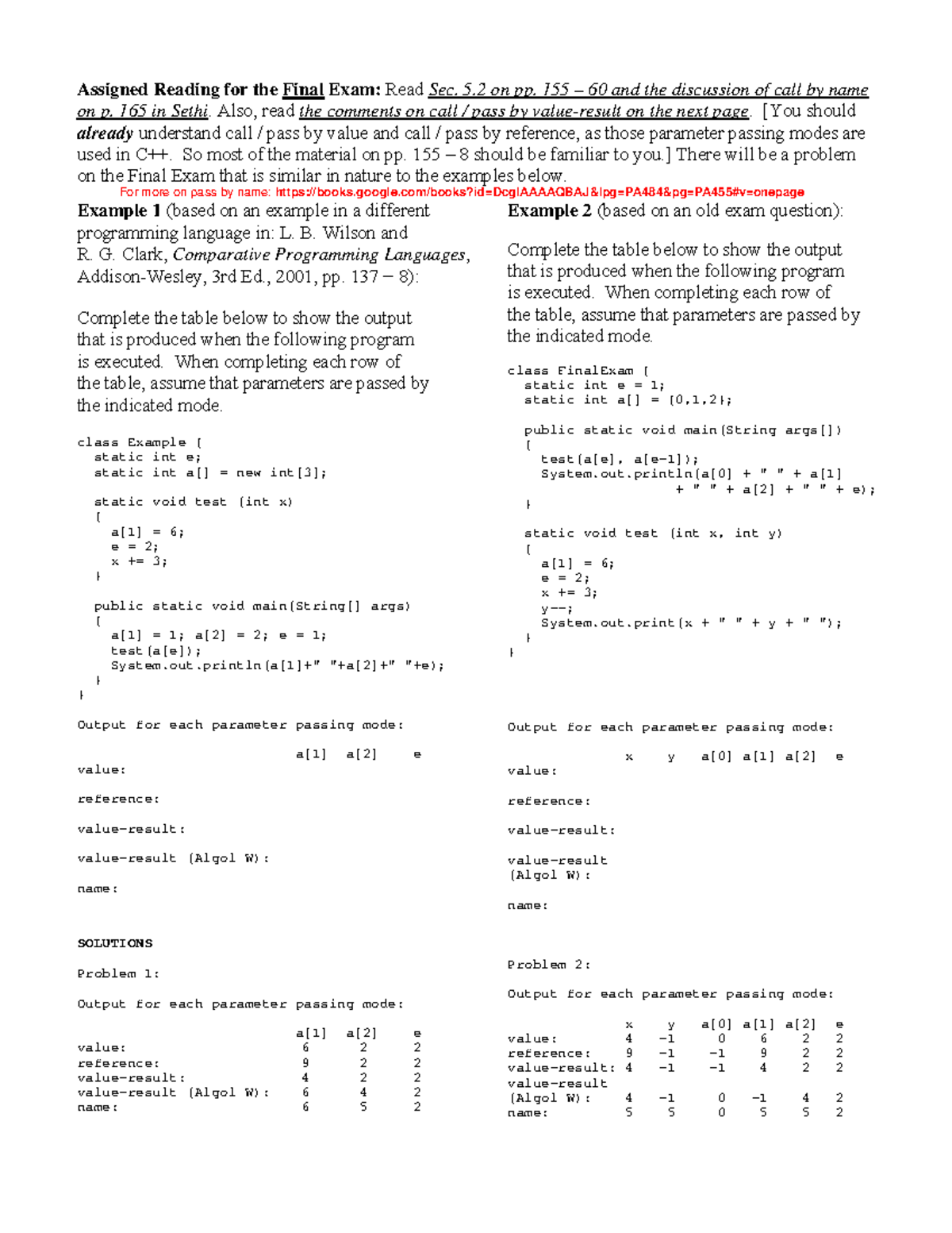 Final Exam Exercises - Assigned Reading for the Final Exam: Read Sec. 5 ...