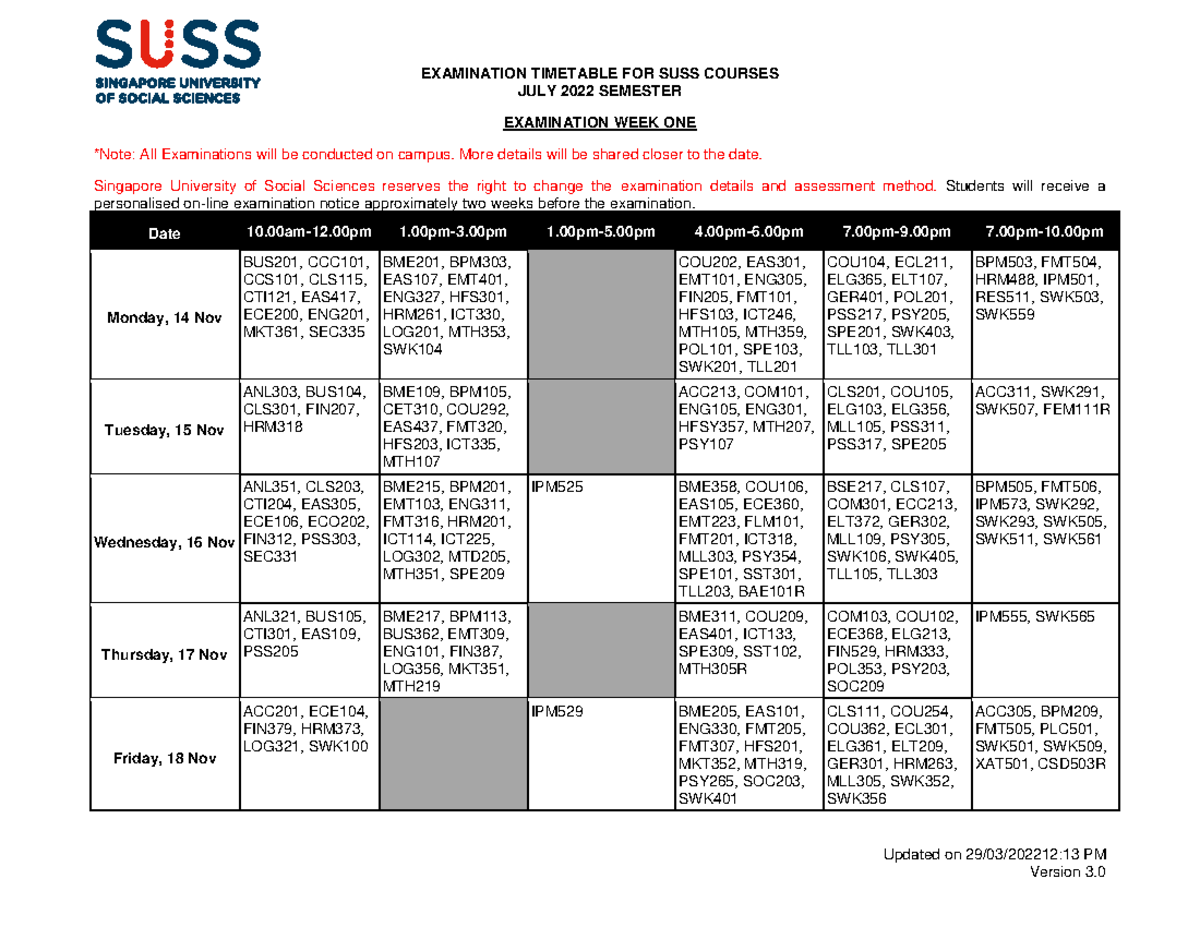 JUL 2022 examtimetable - Updated on 29/03/202212:13 PM EXAMINATION ...