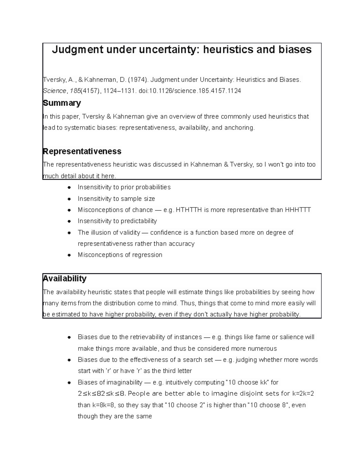 Judgment under uncertainty heuristics and biases - , Kahneman, D. (1974 ...