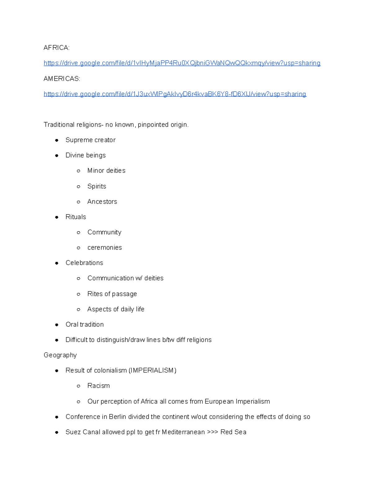Traditional, African religion, and Americas - AFRICA: - Studocu