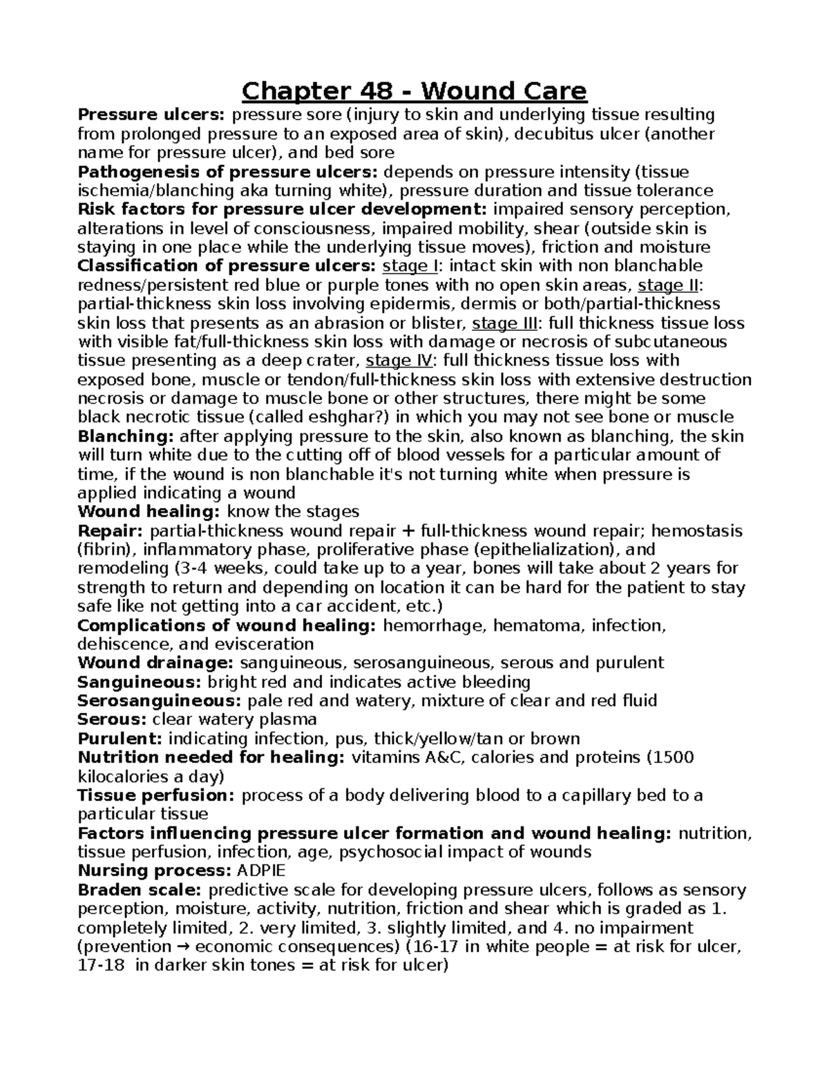 Chapter 48 - Wound Care - Chapter 48 - Wound Care Pressure ulcers ...