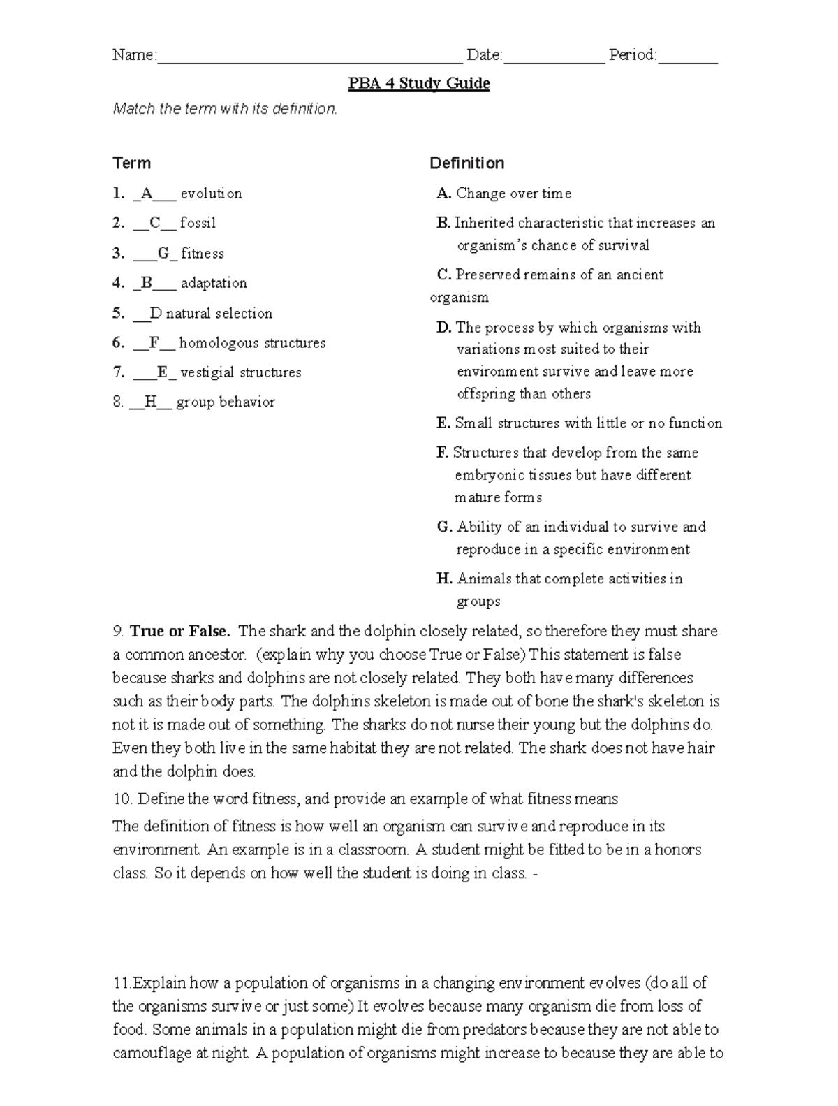 Copy of PBA4 Study Guide - Name:____________________________________ Date:____________ - Studocu