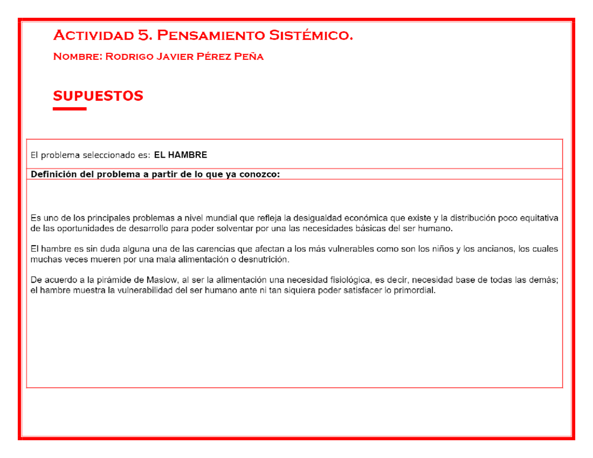 Actividad 5. Pensamiento Sistémico - Empatia para resolver - Studocu