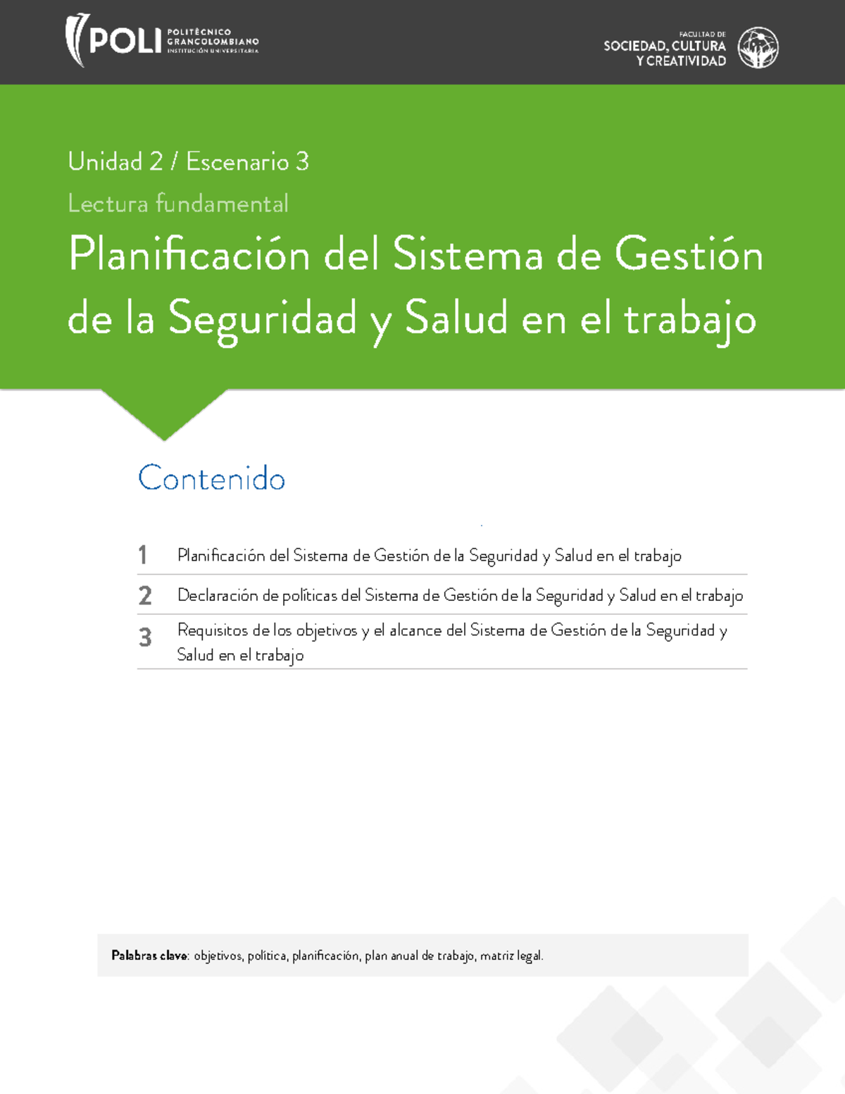 Planificacion SG-SST - seguridad y salud en el trabajo - Uniminuto - Studocu