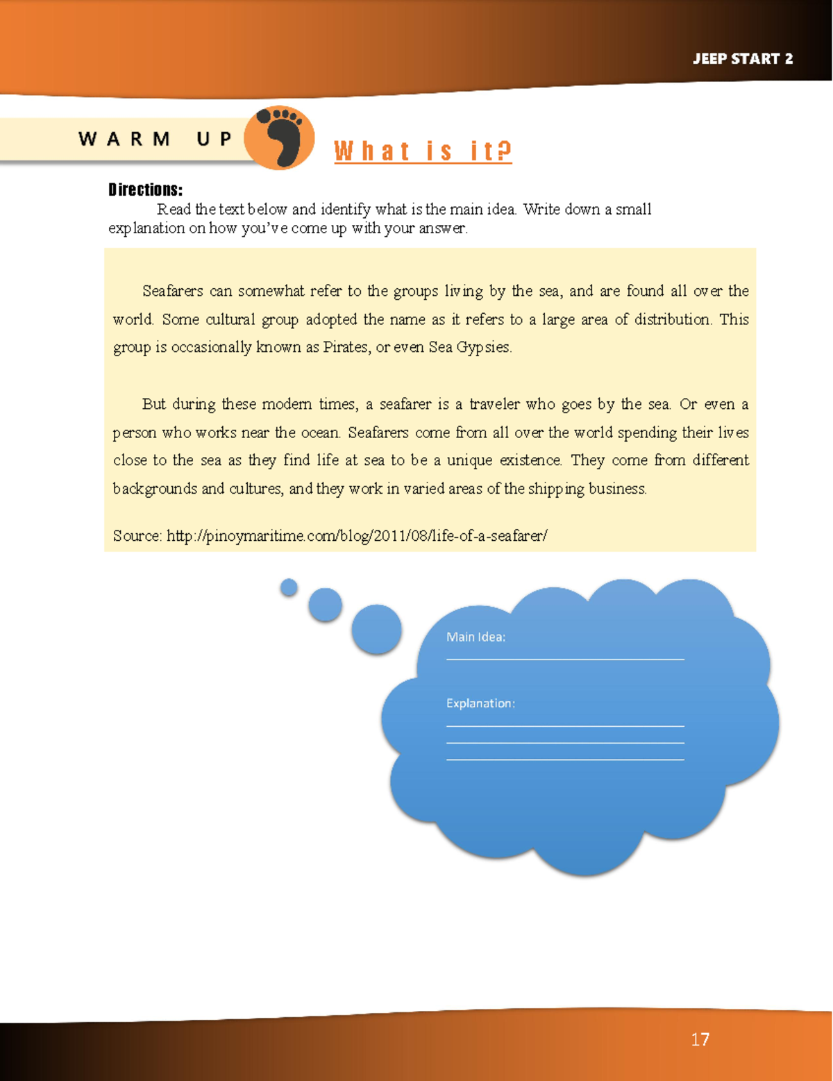 Topic 2 WARM UP - personal notes - 17 Directions: Read the text below ...