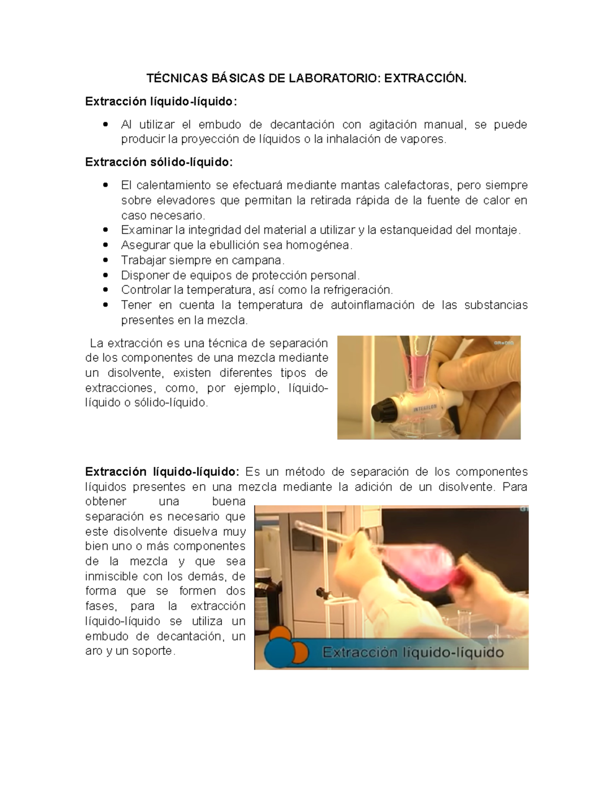 Extraccion - Apuntes 1-3 - TÉCNICAS BÁSICAS DE LABORATORIO: EXTRACCIÓN ...