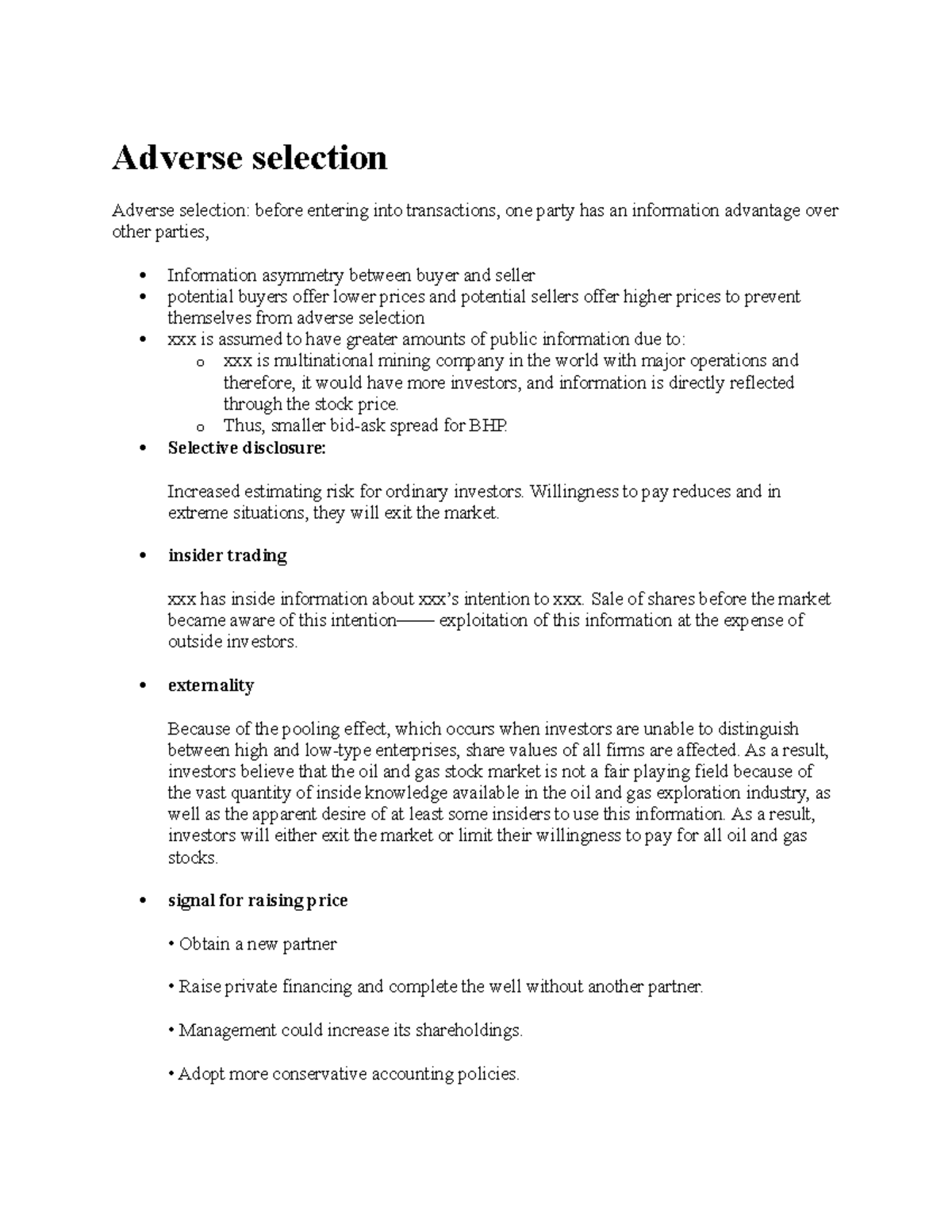Adverse Selection