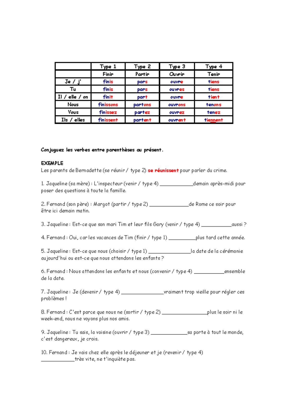 Practicar verbos de Segundo y Tercer grupo presente - Type 1 Type 2 ...