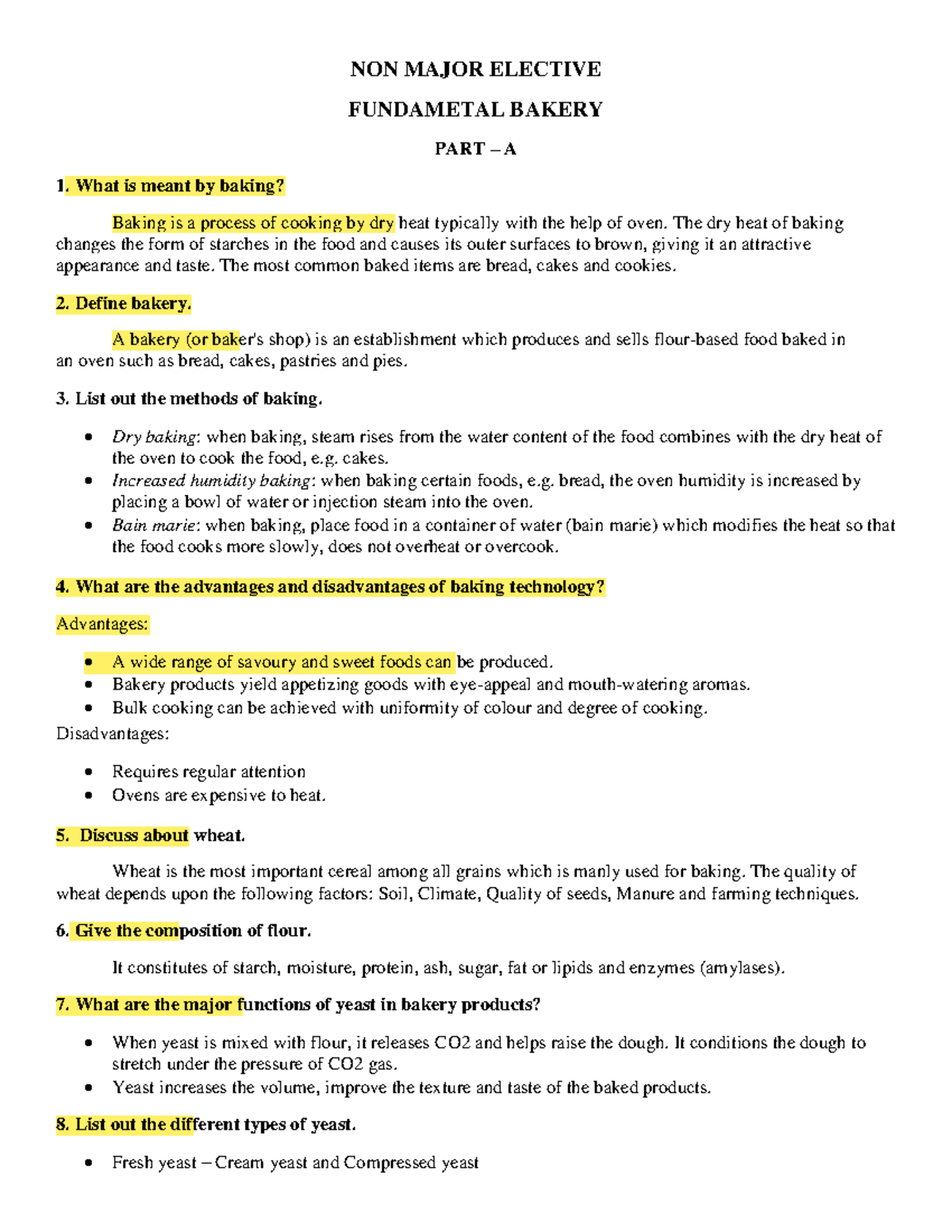 Bakery Notes - NME - NON MAJOR ELECTIVE FUNDAMETAL BAKERY PART – A What ...