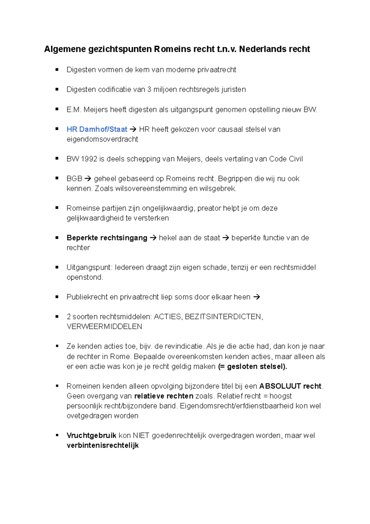 Samenvatting Hopriv - Algemene gezichtspunten Romeins recht t.n ...