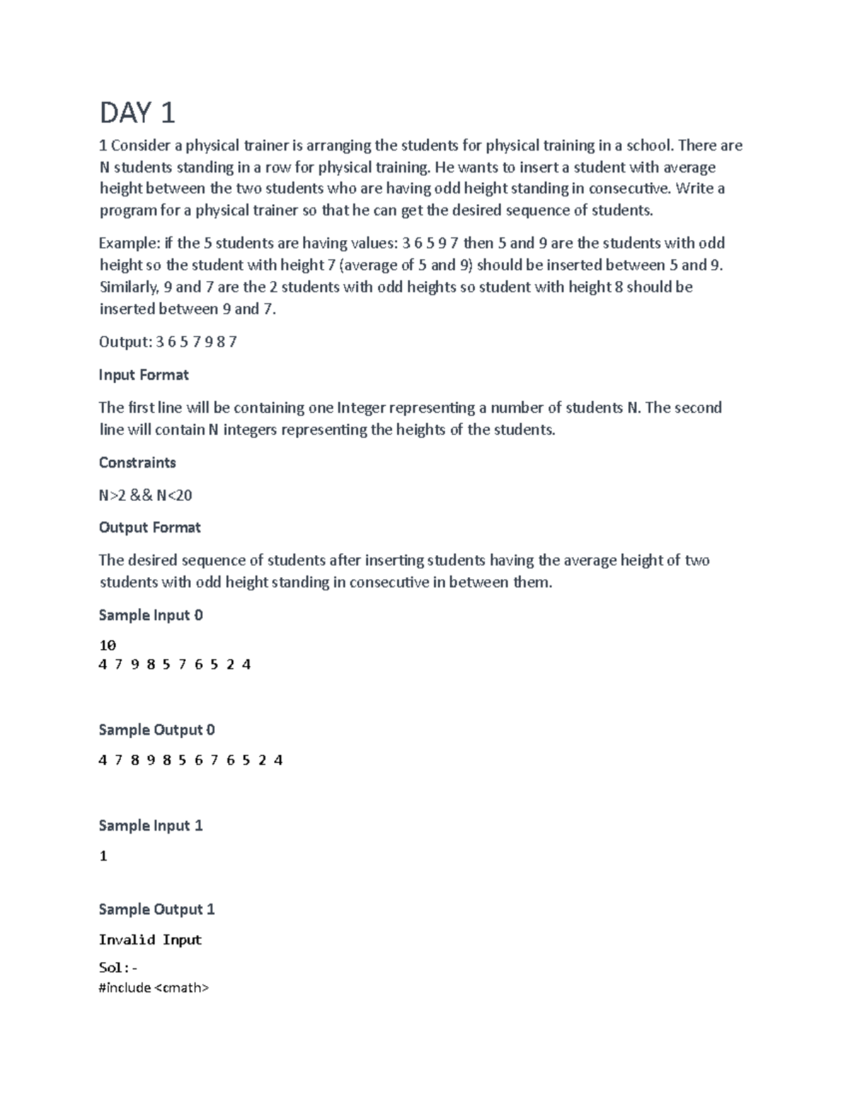 Document 10 - Data structures practice questions - DAY 1 1 Consider a ...
