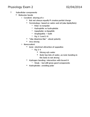 Physiology Exam 4 - Professor Bronson - Physiology Exam 4 02/03/2014 ...