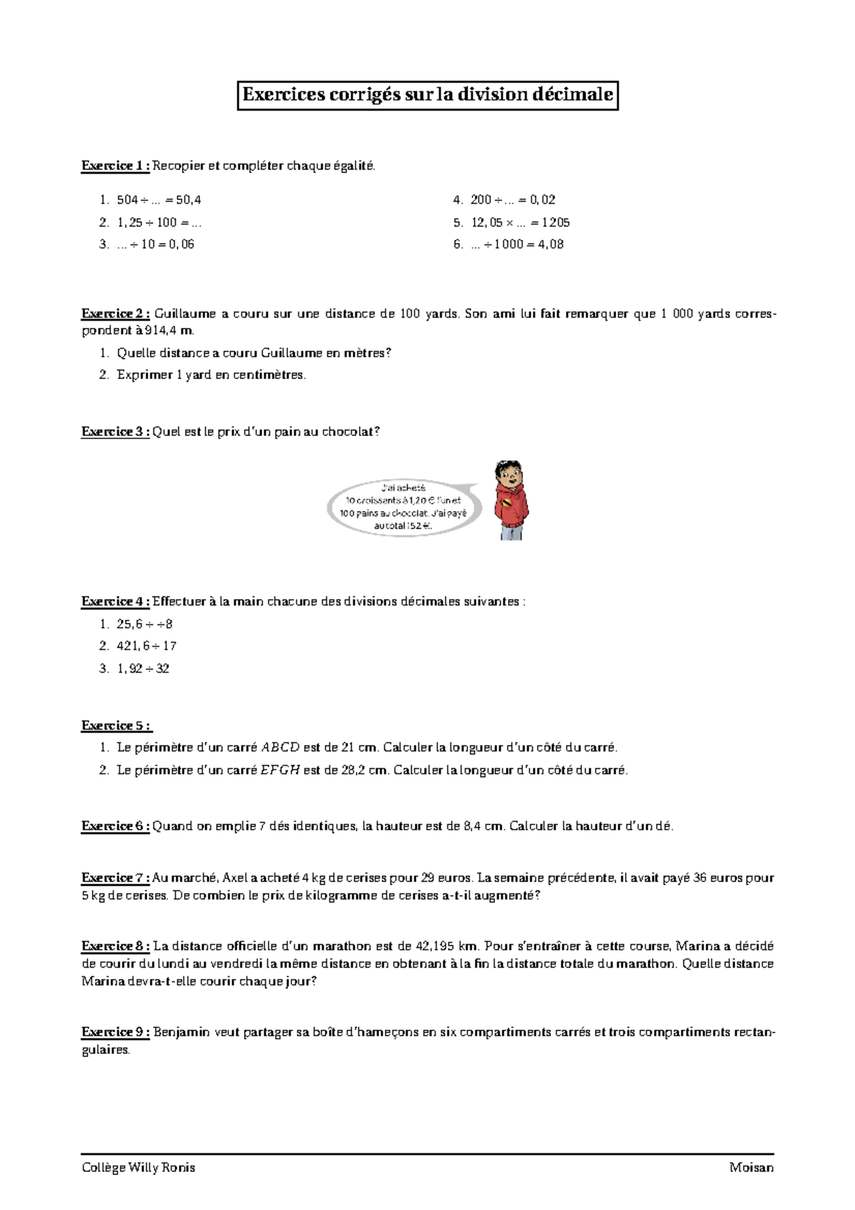 Chap 14 exercices corriges 6eme - Exercices corrigés sur la division ...