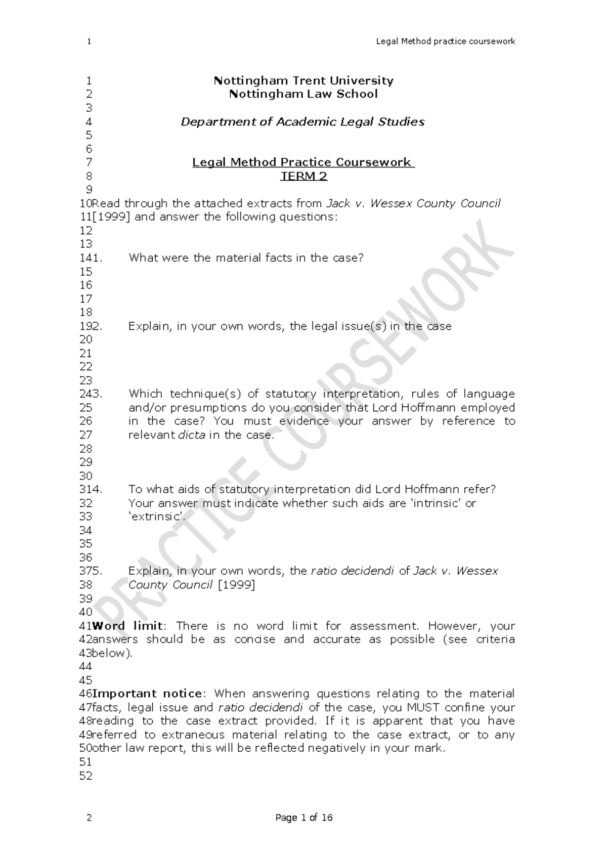 Sample/practice exam 5 February 2013, questions - Nottingham Trent ...