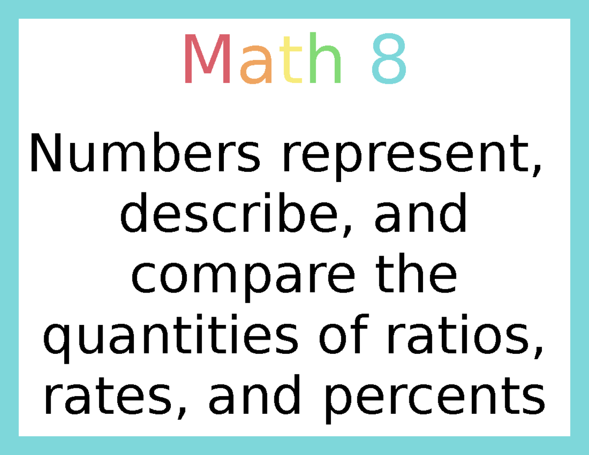 Gr. 8 Big IDeas - Math 8 Numbers represent, describe, and compare the ...