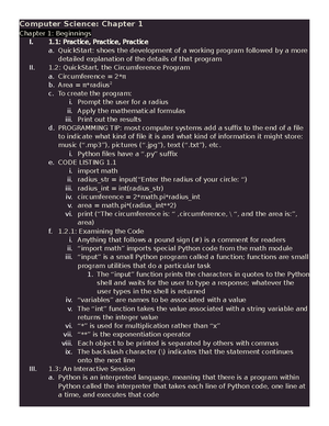 Computer Science Chapter 2 - 2: QuickStart Control a. 2.1: Selection i. A binary decision is ...