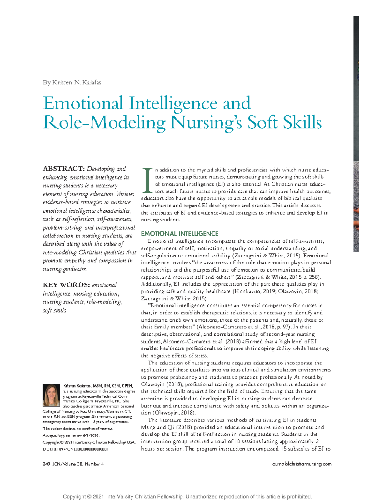 Emotional Intelligence and Role-Modeling Nursing's Soft Skills - 240 ...