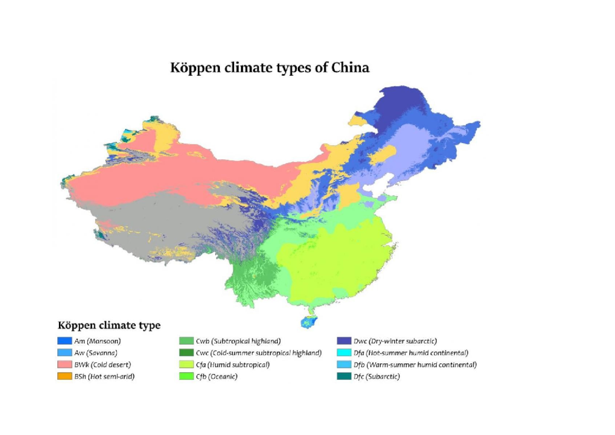 China-klimaat-kaart - klimaten kaart - Köppen climate types of China ...