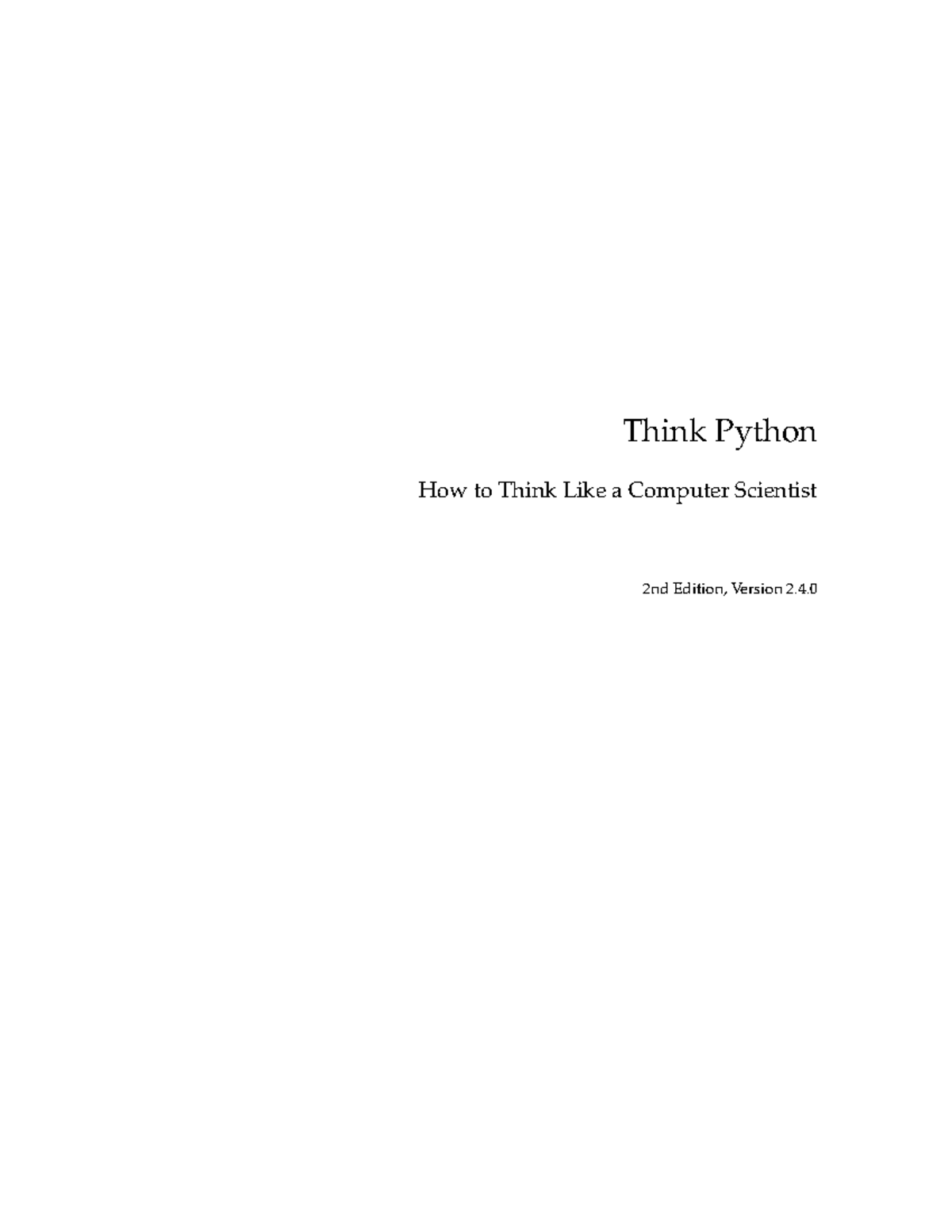 Thinkpython 2 3 - Think Python How to Think Like a Computer Scientist 2nd Edition, Version 2 ...