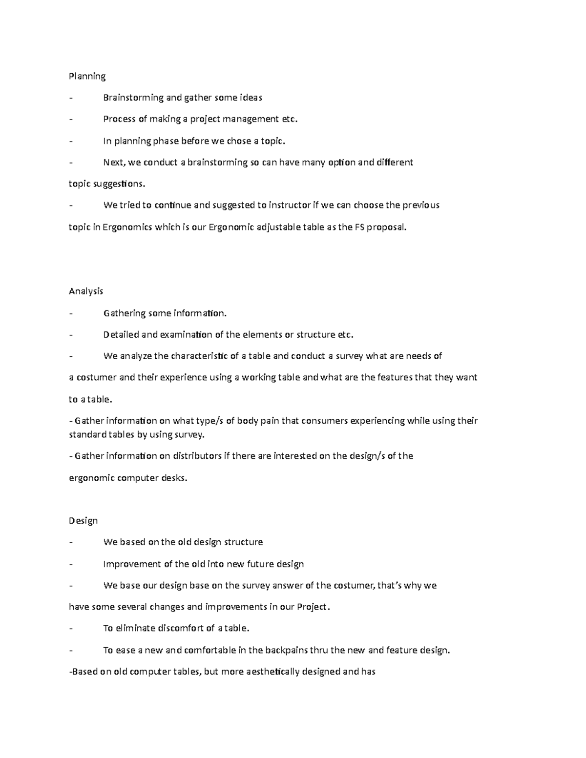 Planning - Planning Brainstorming and gather some ideas Process of ...