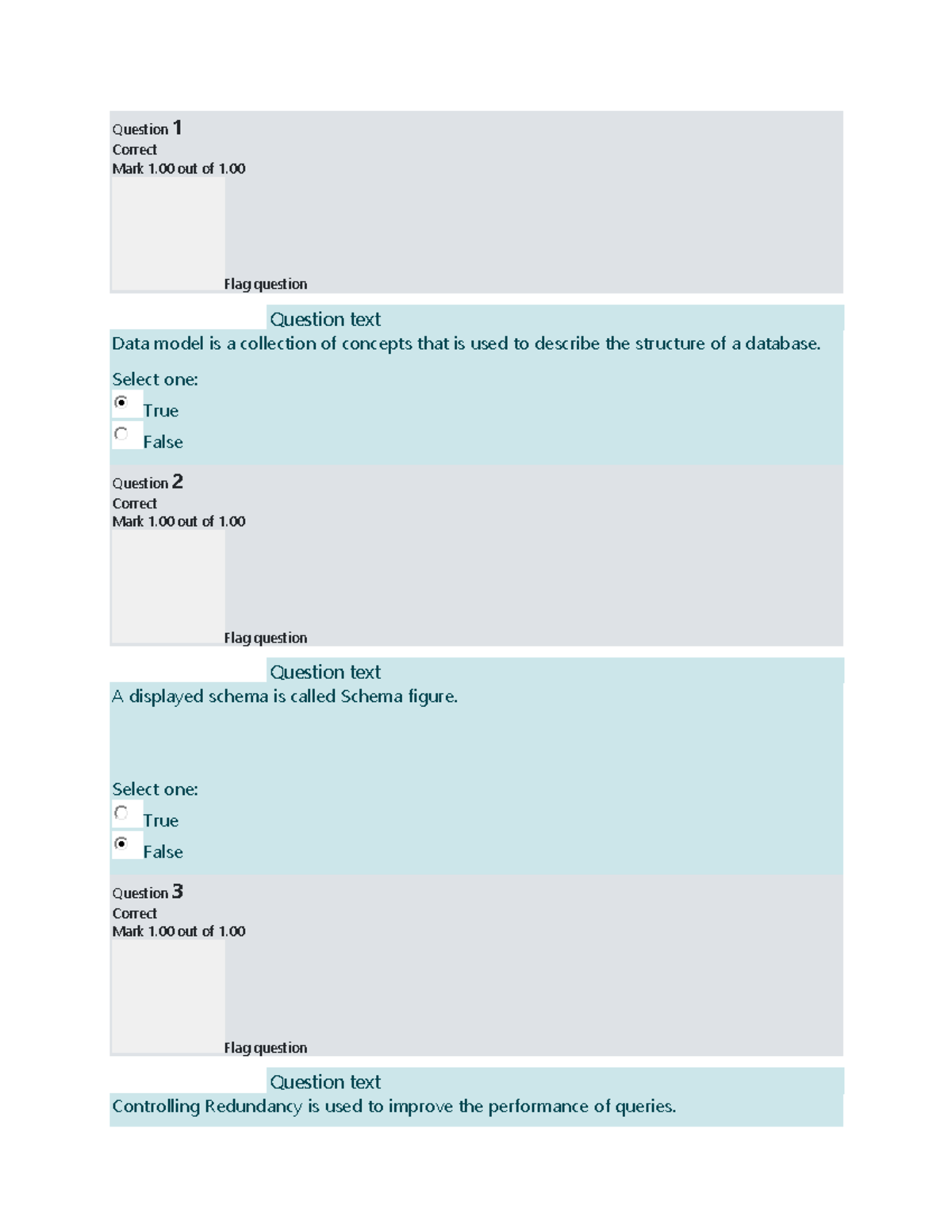 Fundamentals Of Database System Pq1 Prelim Exam Question 1 Correct Mark 1 Out Of 1 Flag