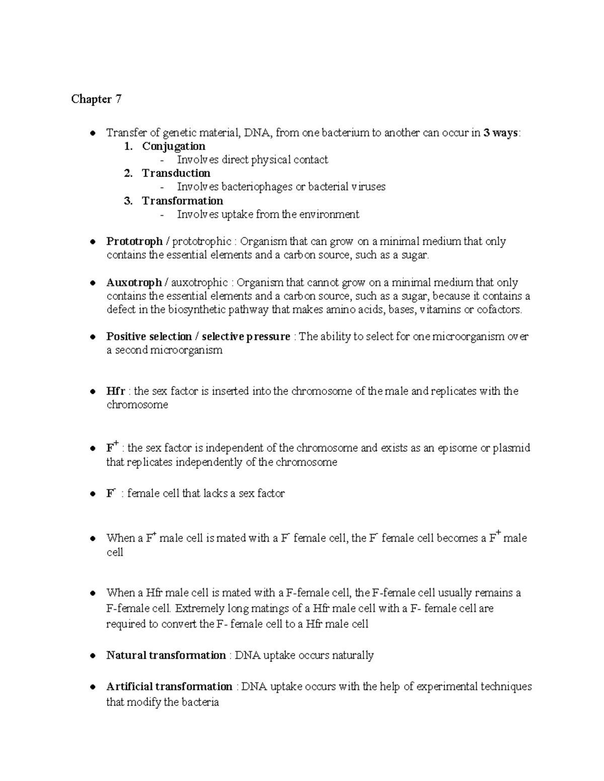 Genetics EXAM 2 - exam 2 notes - Chapter 7 Transfer of genetic material ...