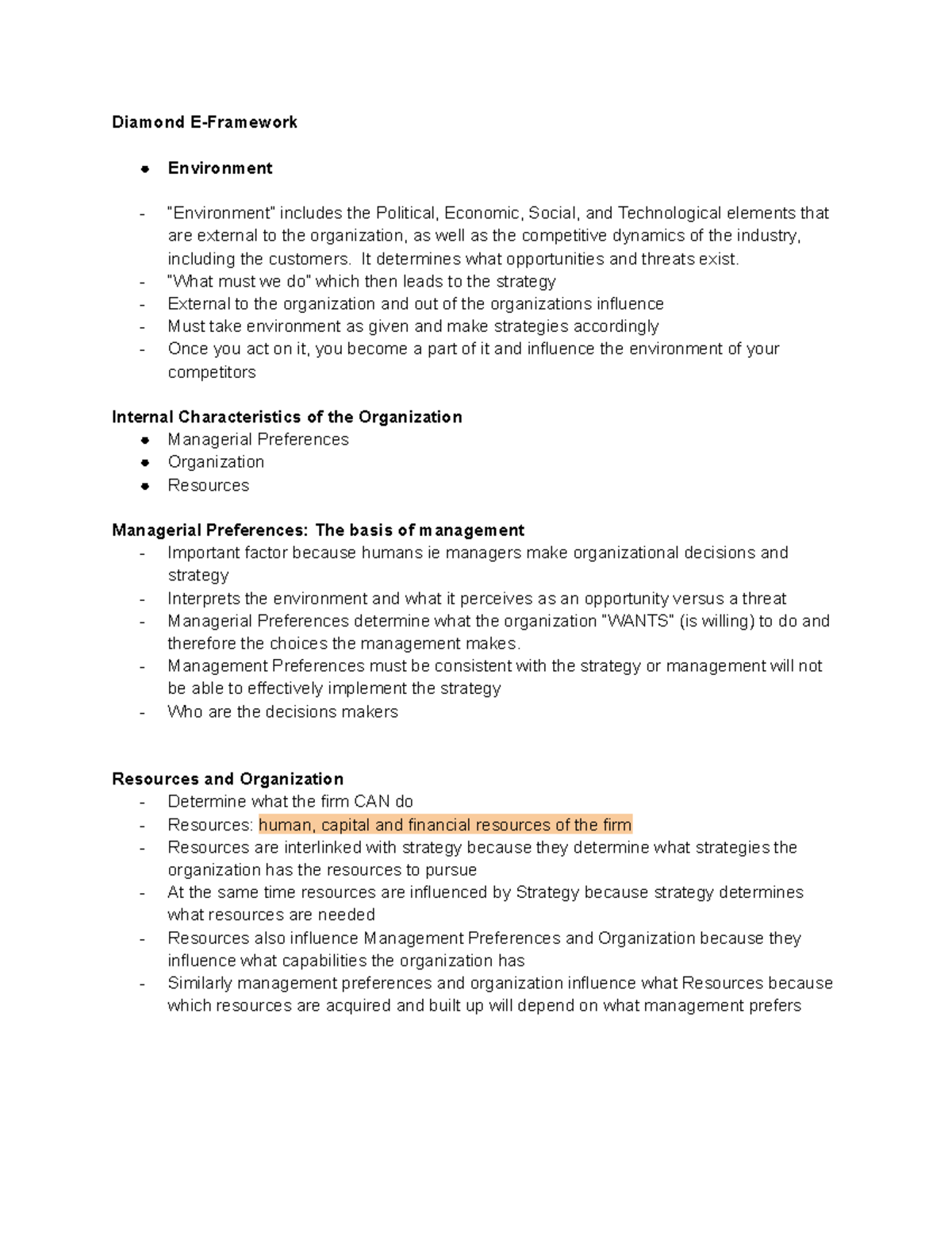BU111 External Analysis 1 Notes - Diamond E-Framework Environment ...