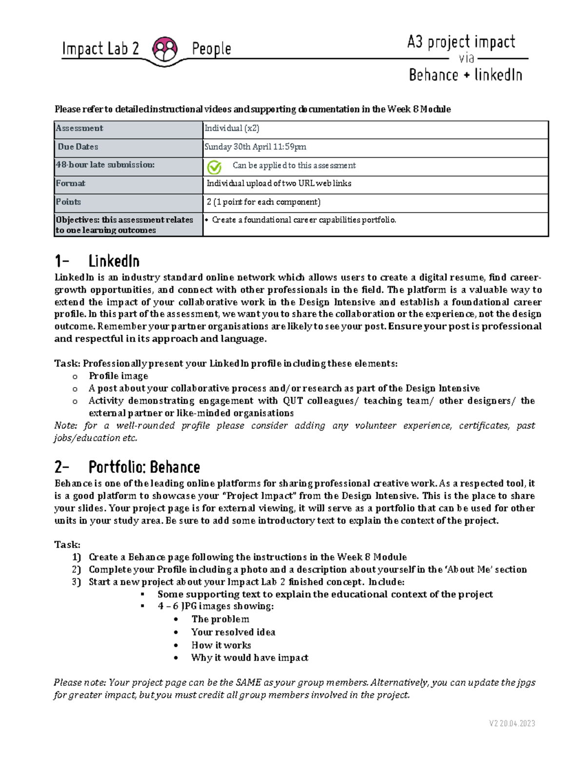 DYB102 A3 Project Impact Brief 2023 V2 - V2 20. Please refer to ...