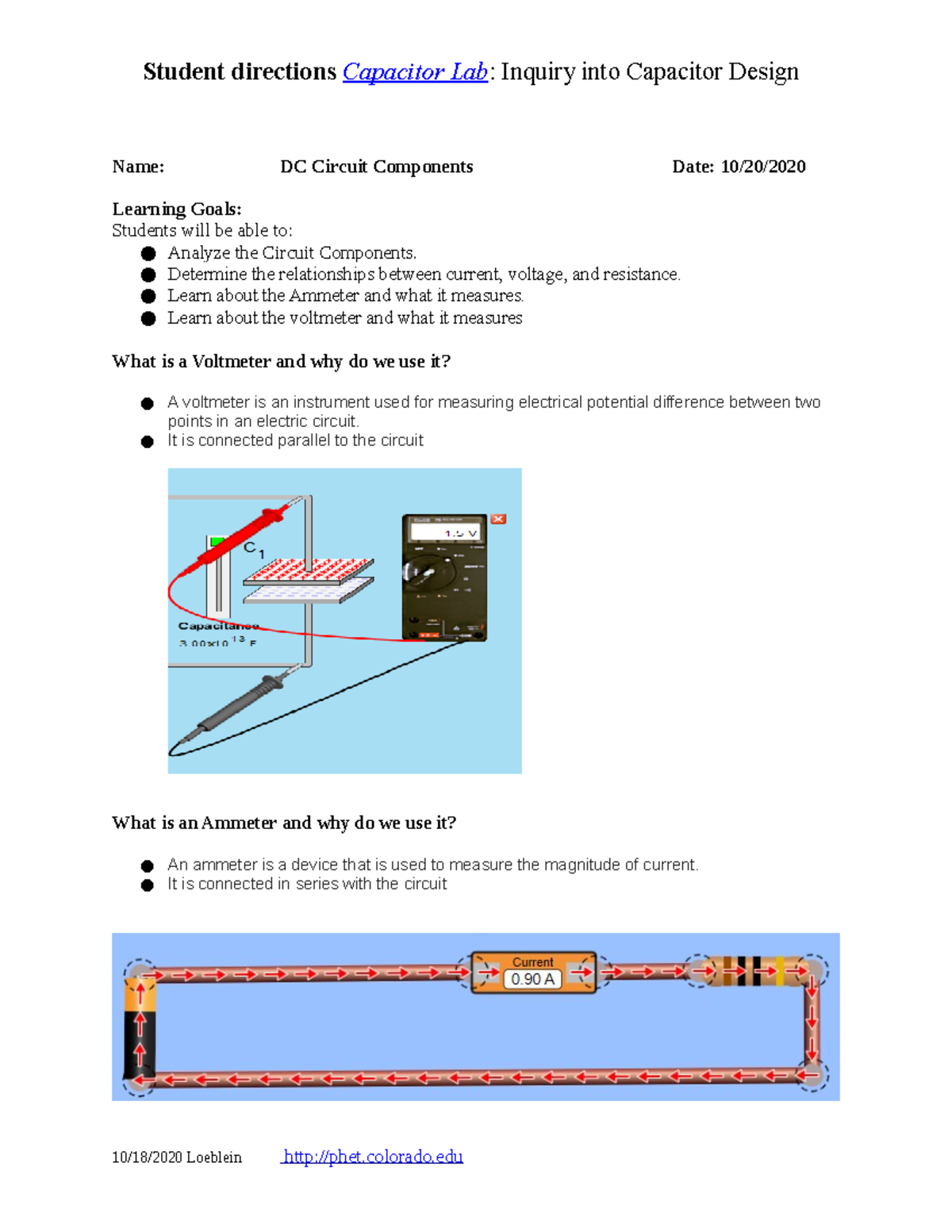 Circuit components lab 2021 - Name: DC Circuit Components Date: 10/20 ...