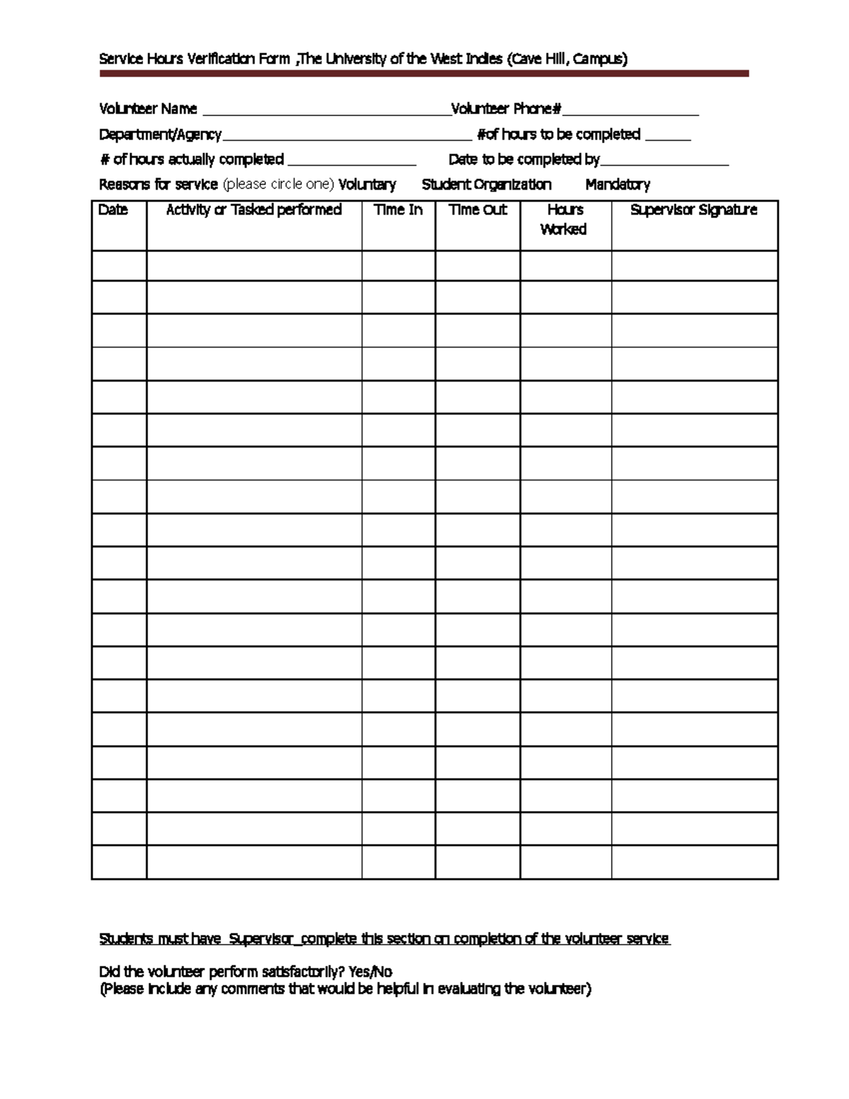 Service-Hours-Verification-Form - Service Hours Verification Form ,The ...