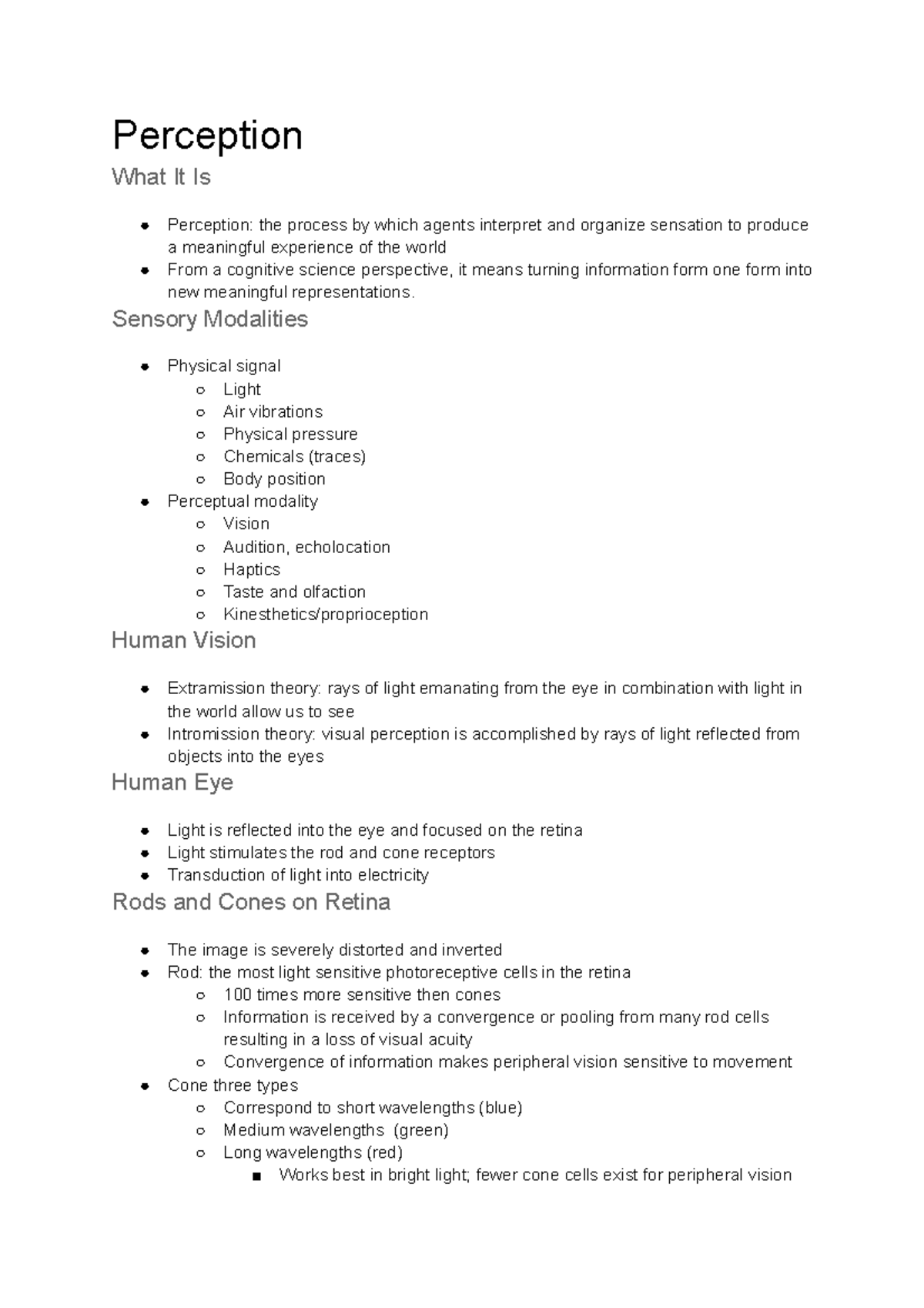 CGSC 1001 - Perception - Notes for lecture - Perception What It Is ...