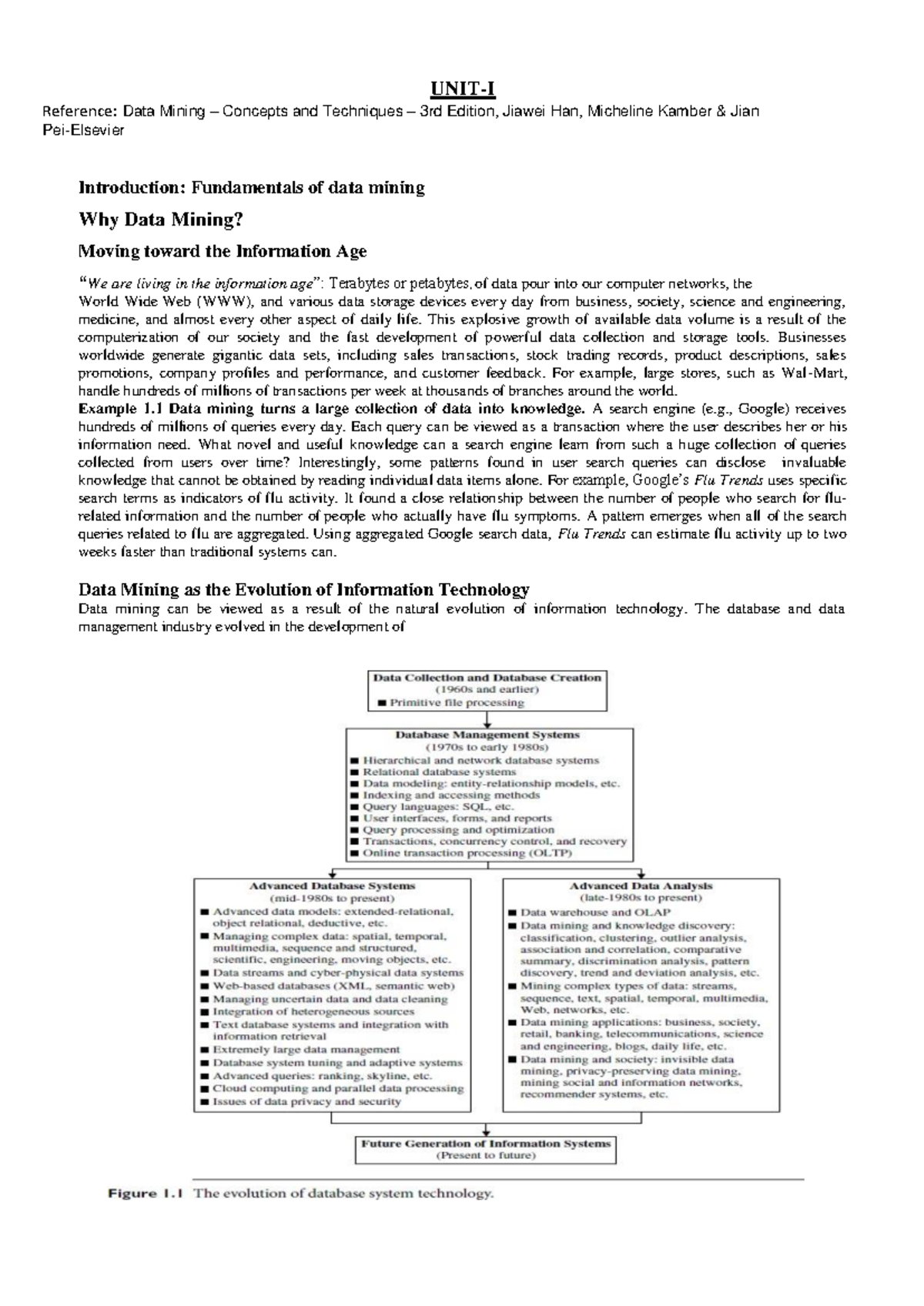 DMDW-R20-Unit-1 - notes - UNIT-I Reference: Data Mining – Concepts and ...
