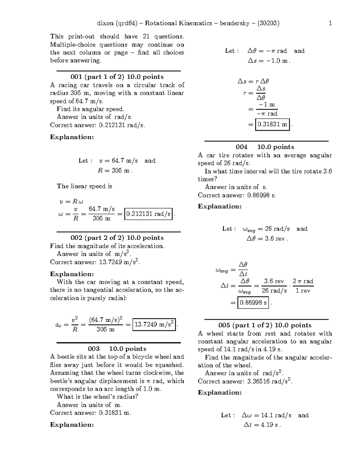 Rotational Kinematics-solutions - This print-out should have 21 ...