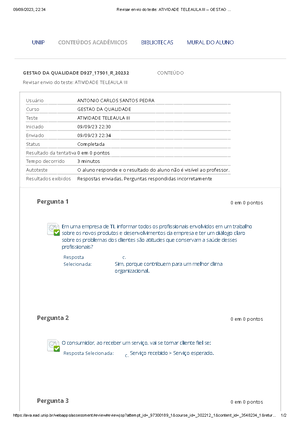 Compilado Gestão da Qualidade | UNIP 2023 - GESTÃO DA QUALIDADE P ...