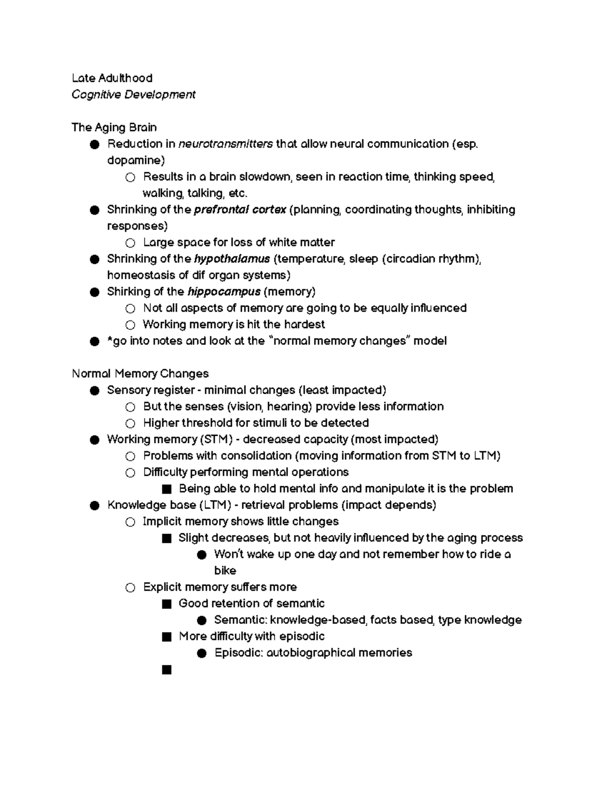 LA - Cognitive Development - Late Adulthood Cognitive Development The ...