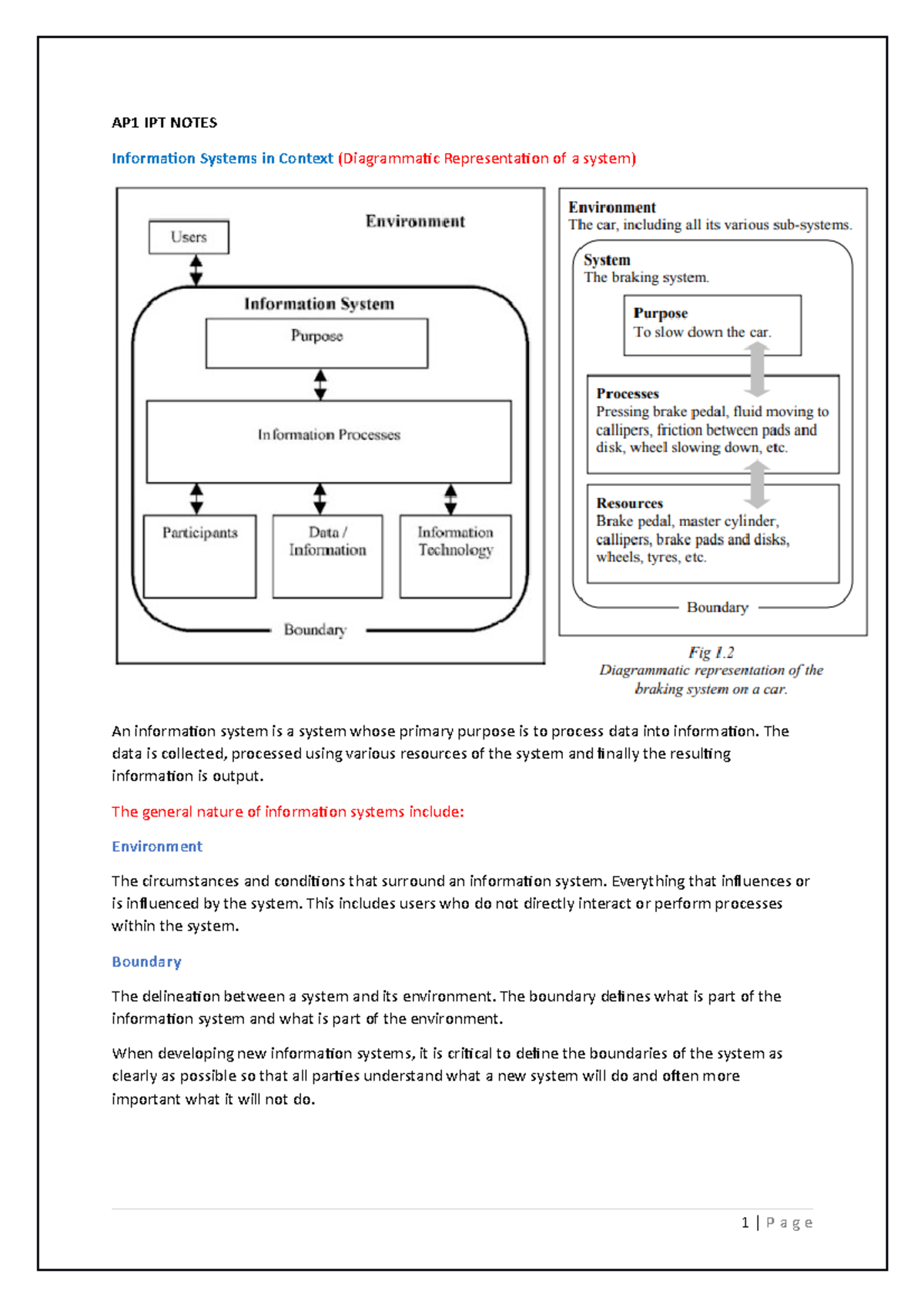 AP1 IPT Notes - AP1 IPT NOTES Information Systems in Context ...