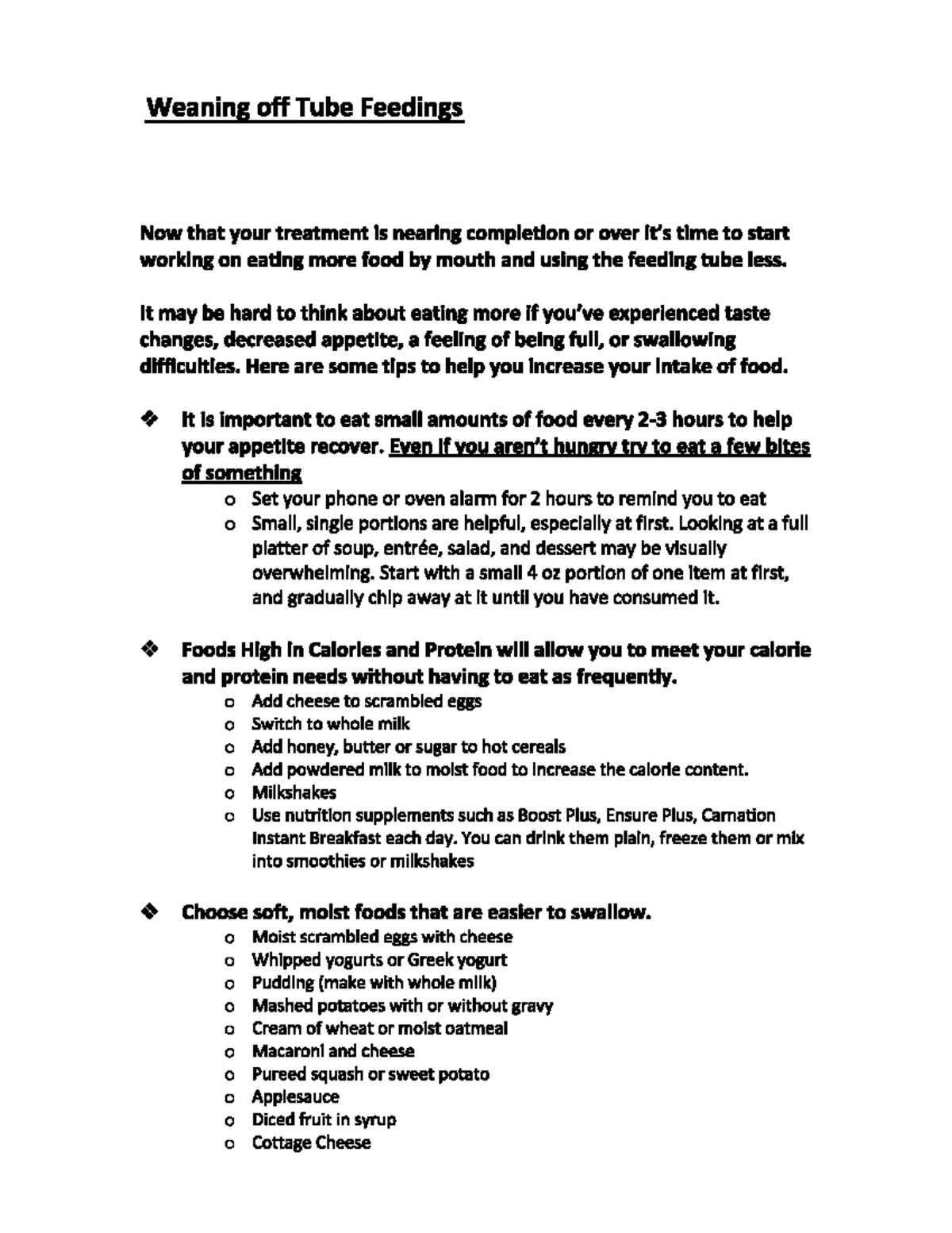 Enteral Feedings Weaning Guidelines - weaning off a tube feeding - NFS ...