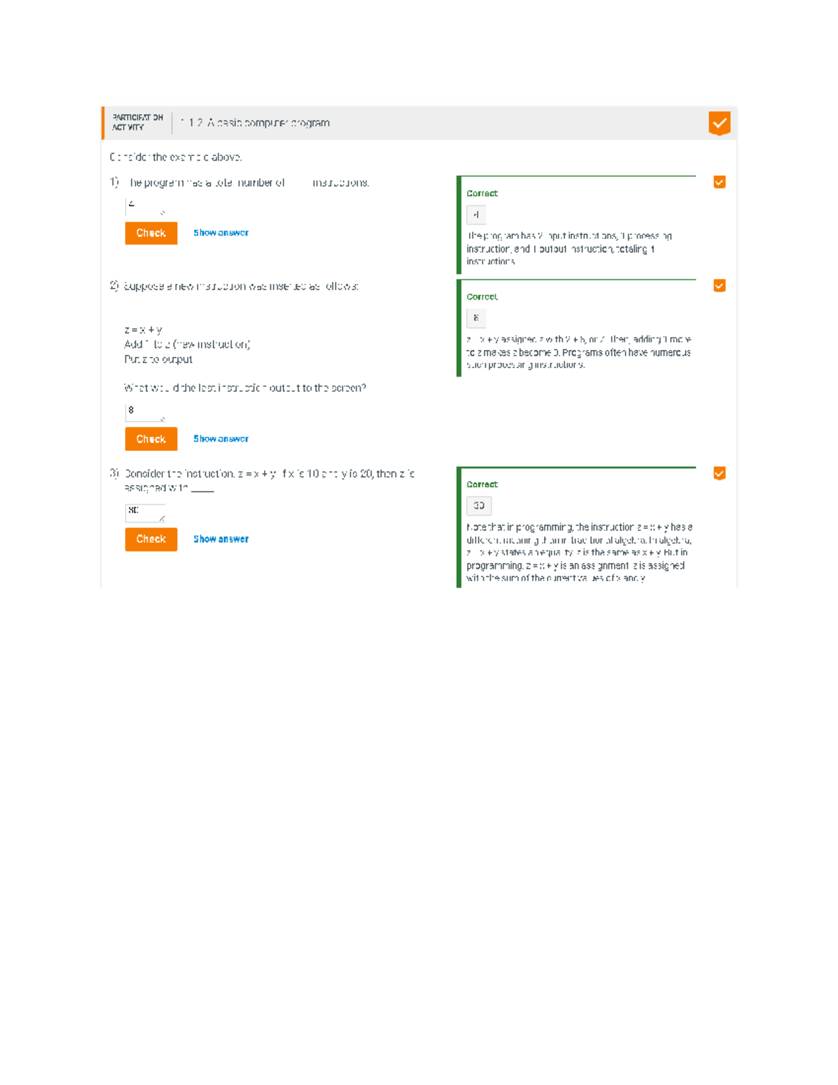 1.1.2 A basic computer program - PARTICIPATION ACTIVITY 1.1: A basic ...