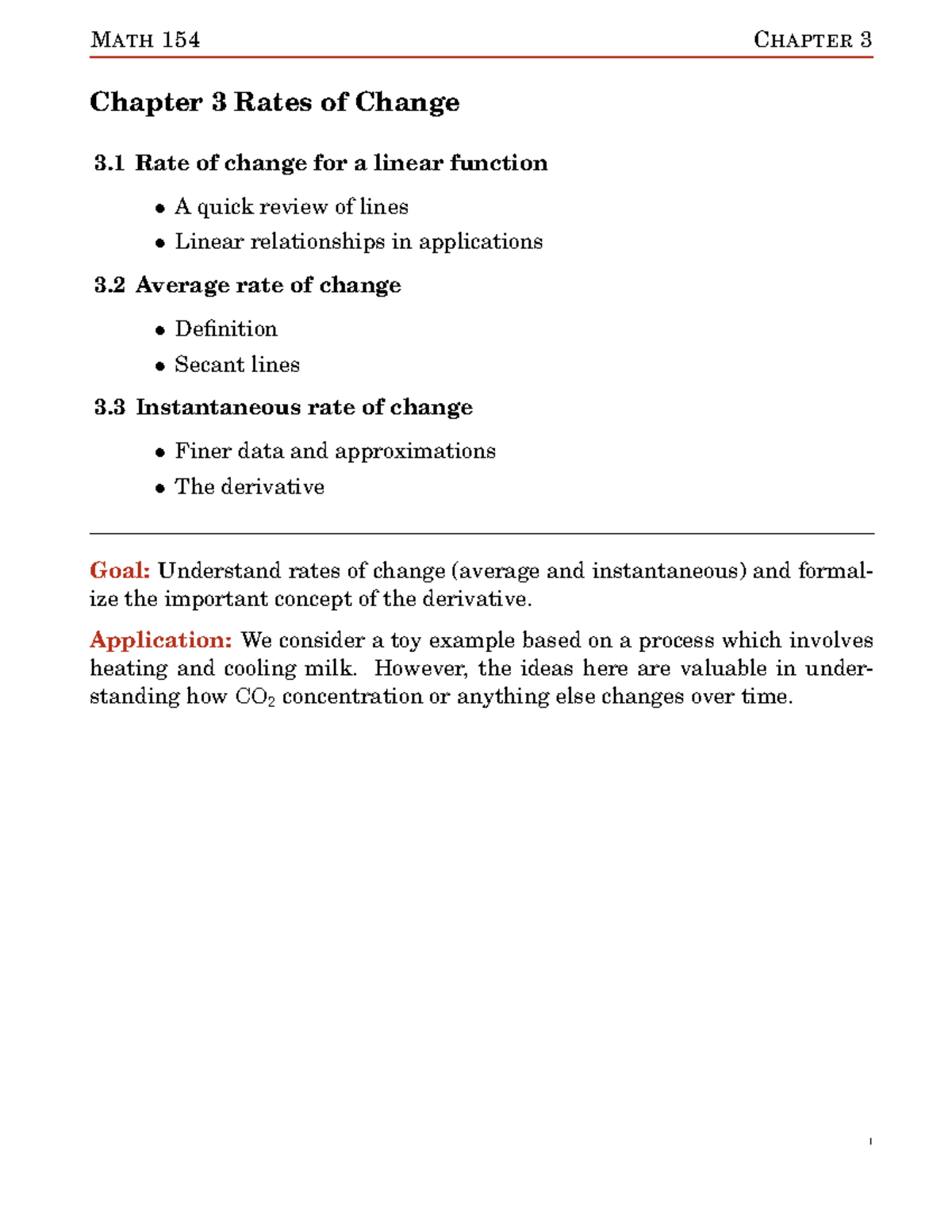 Chapter 3 - practice materials - Chapter 3 Rates of Change 3 Rate of ...