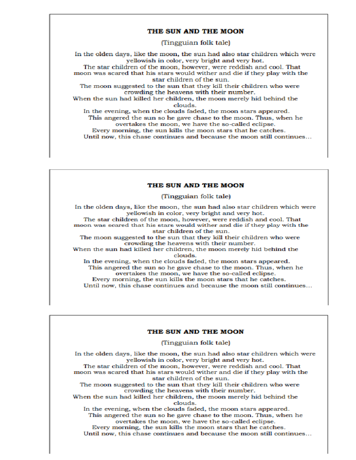 THE SUN AND THE MOON - Humanities and Social Sciences - Studocu