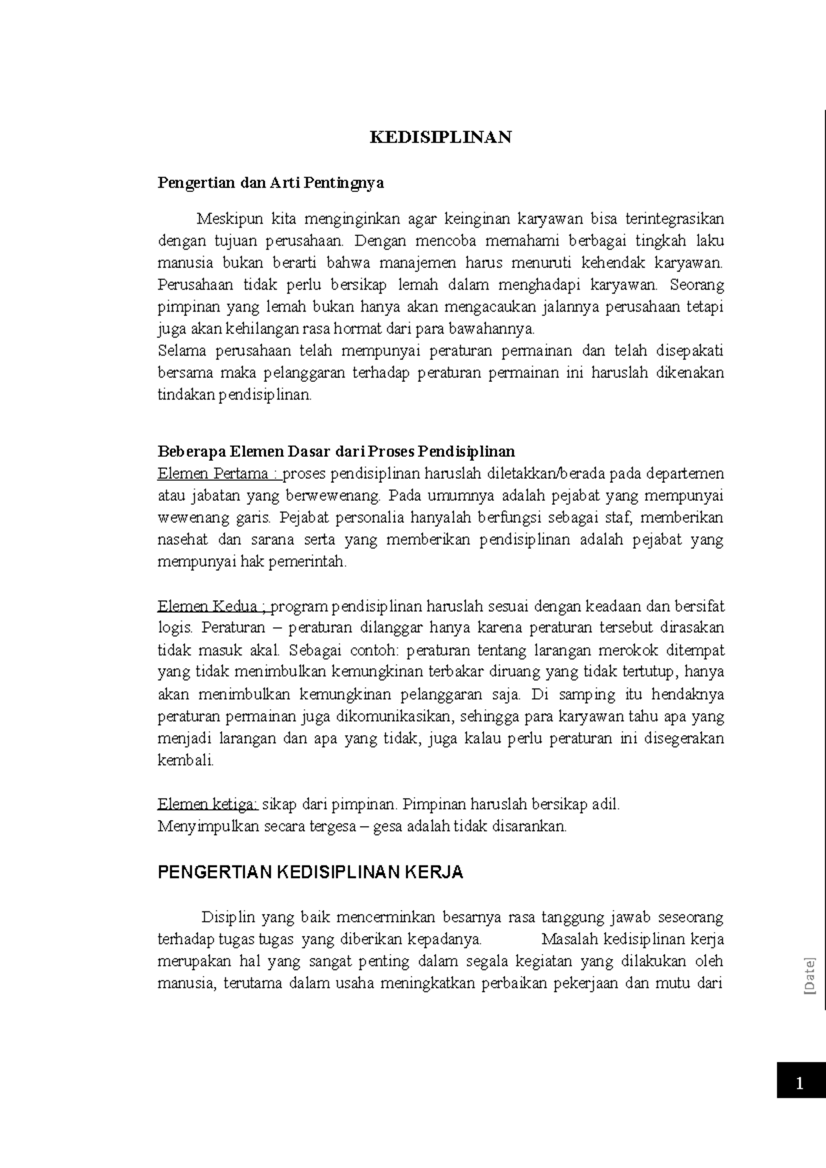 Kedisiplinan - [Date] KEDISIPLINAN Pengertian dan Arti Pentingnya ...