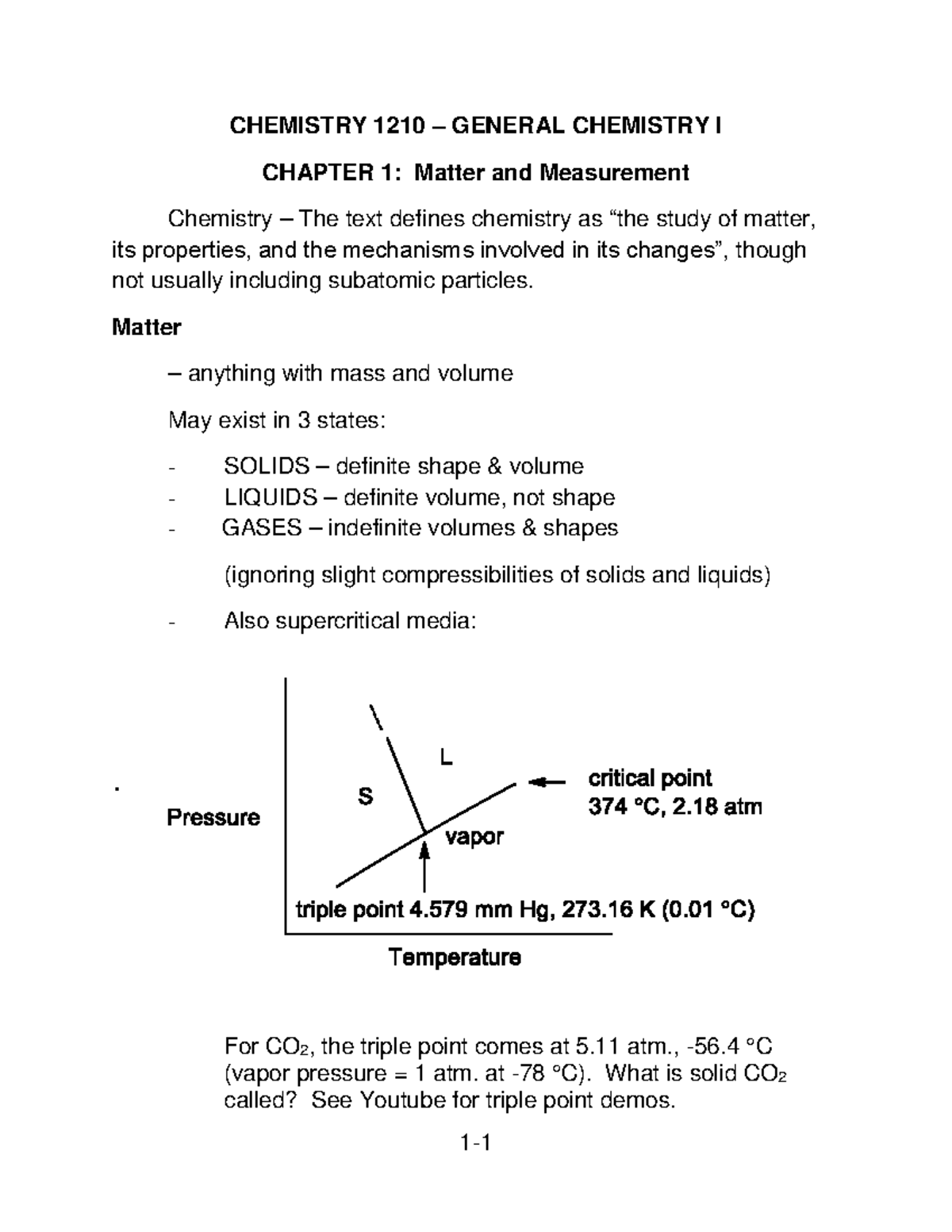 Chemistry 1210 Chapter 1 2018 - CHEMISTRY 1210 GENERAL CHEMISTRY I ...