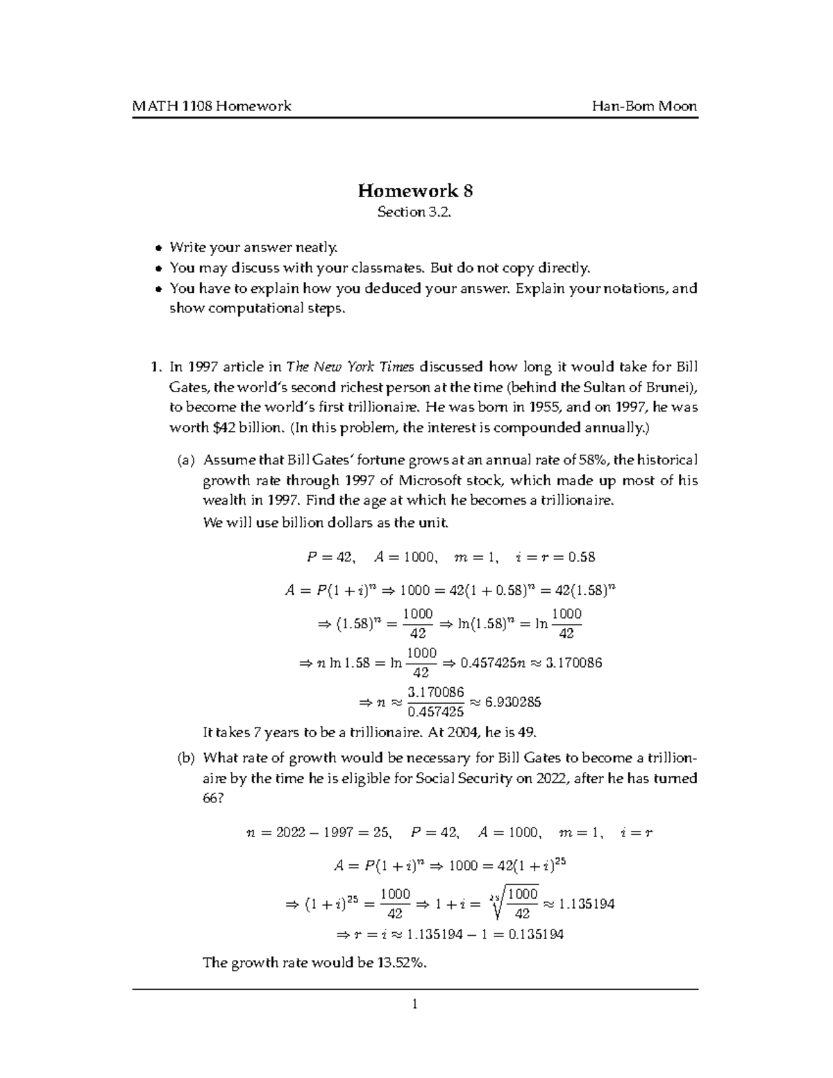 Homework 8 sol - MATH 1108 Homework Han-Bom Moon Homework 8 Section 3 ...