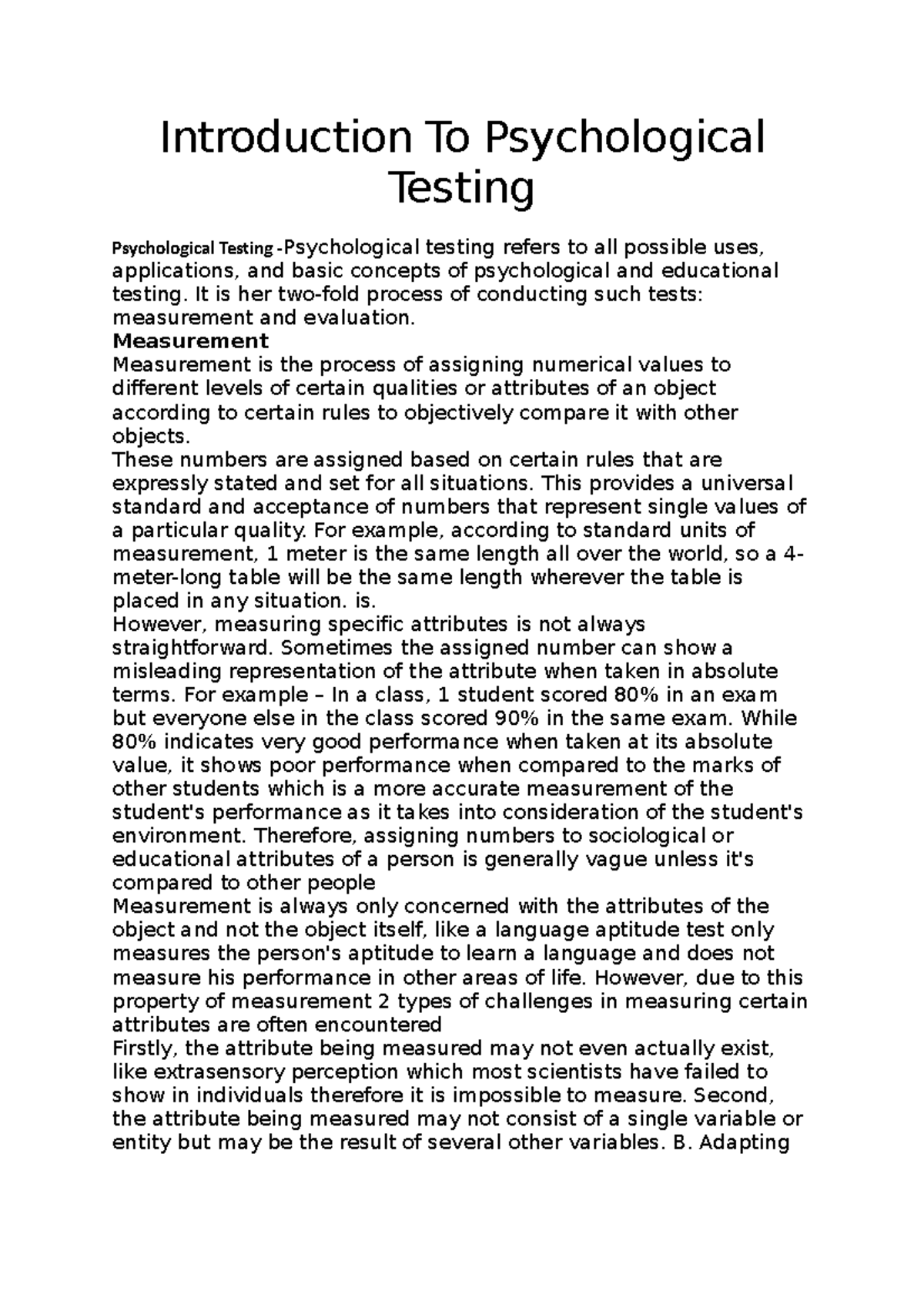 Introduction To Psychological Testing - Introduction To Psychological ...
