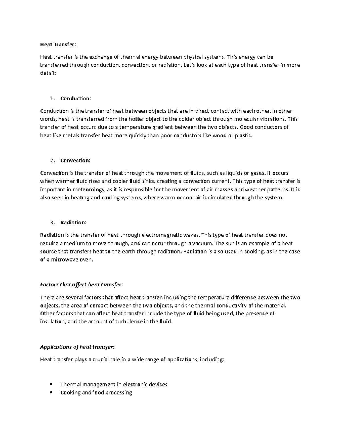 Heat Transfer - Heat Transfer: Heat transfer is the exchange of thermal ...