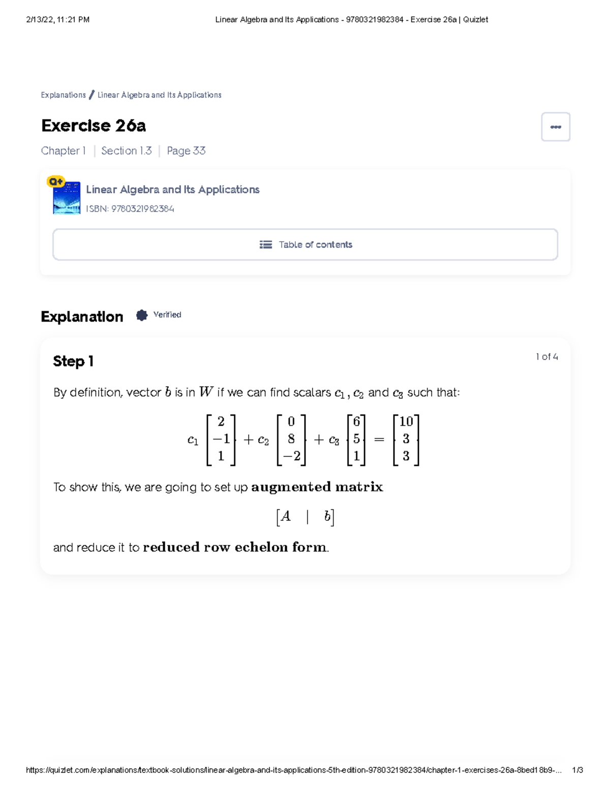 Linear Algebra and Its Applications - 9780321982384 - Exercise 26a ...