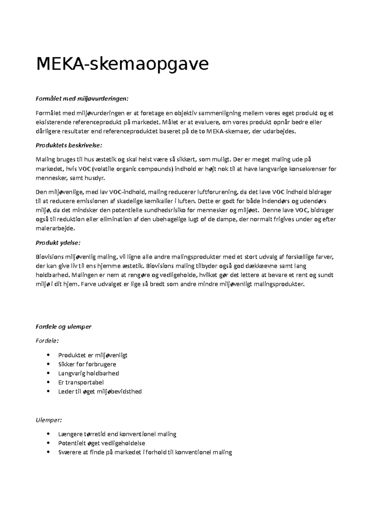 MEKA-skemaopgave - Dette er et meka-skema der viser sammenhængen mellem ...