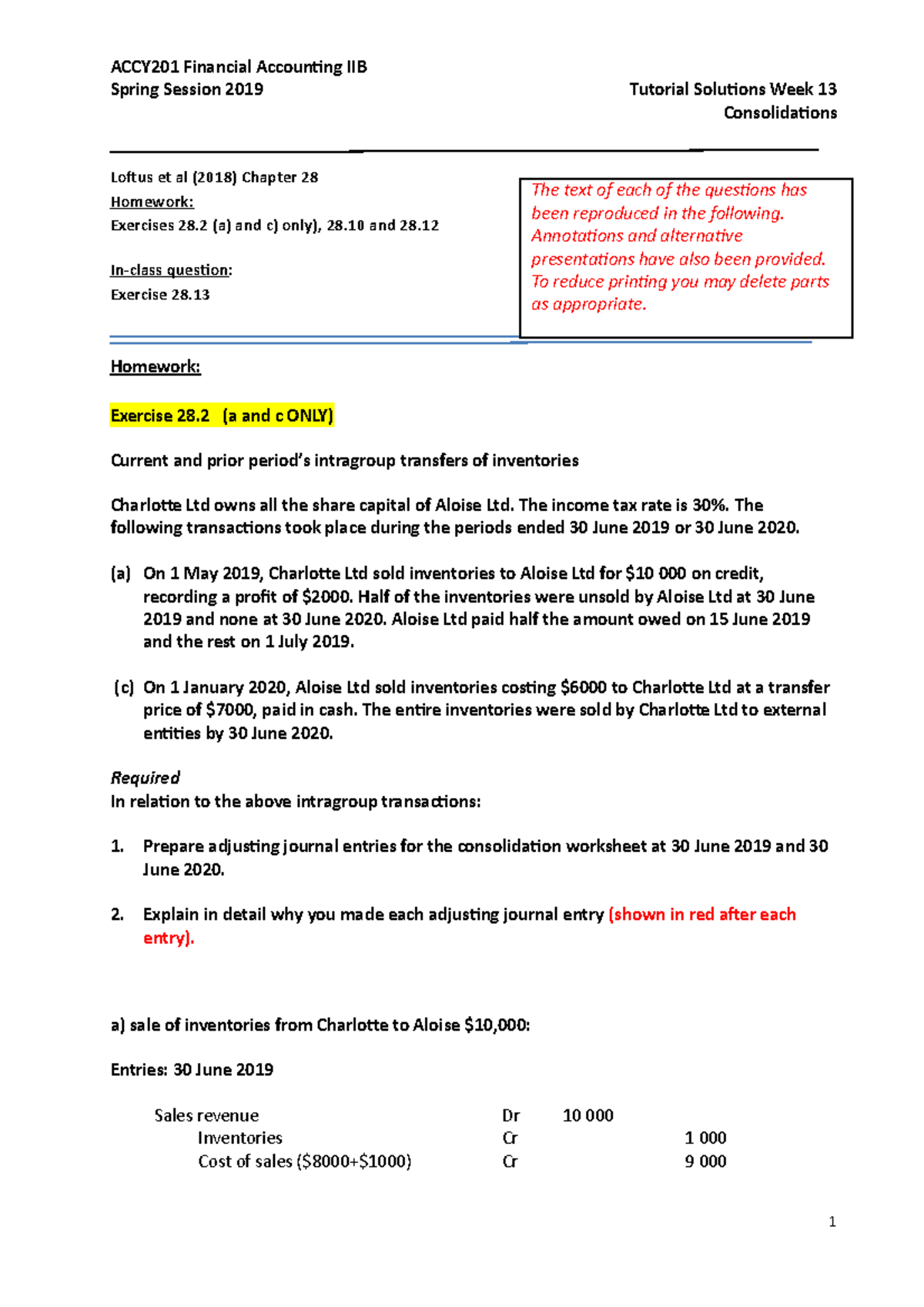 W13 tutorial solutions Consolidations II - Spring Session 2019 Tutorial ...